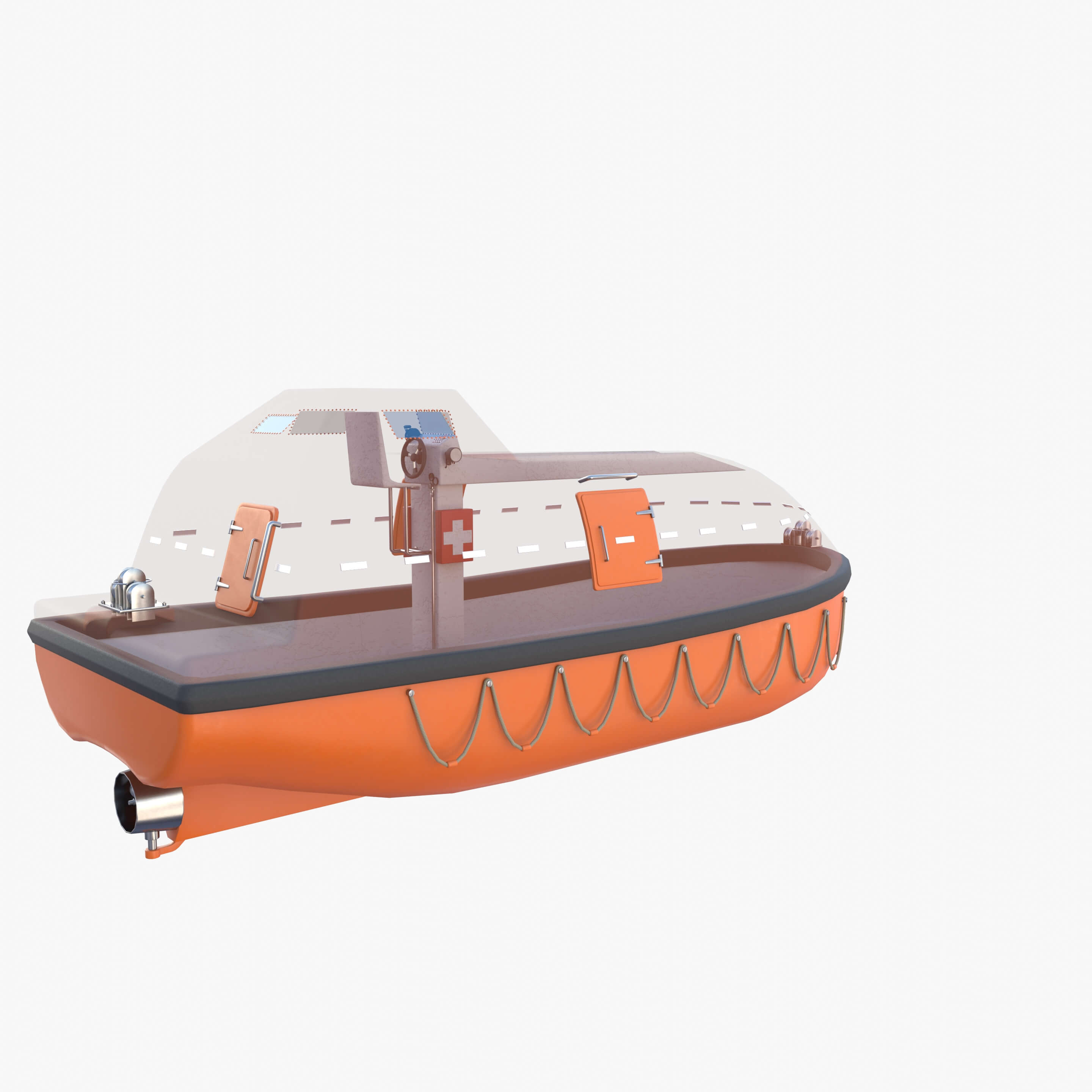 Life Boat With Interior V1 - 3D Model by dragosburian