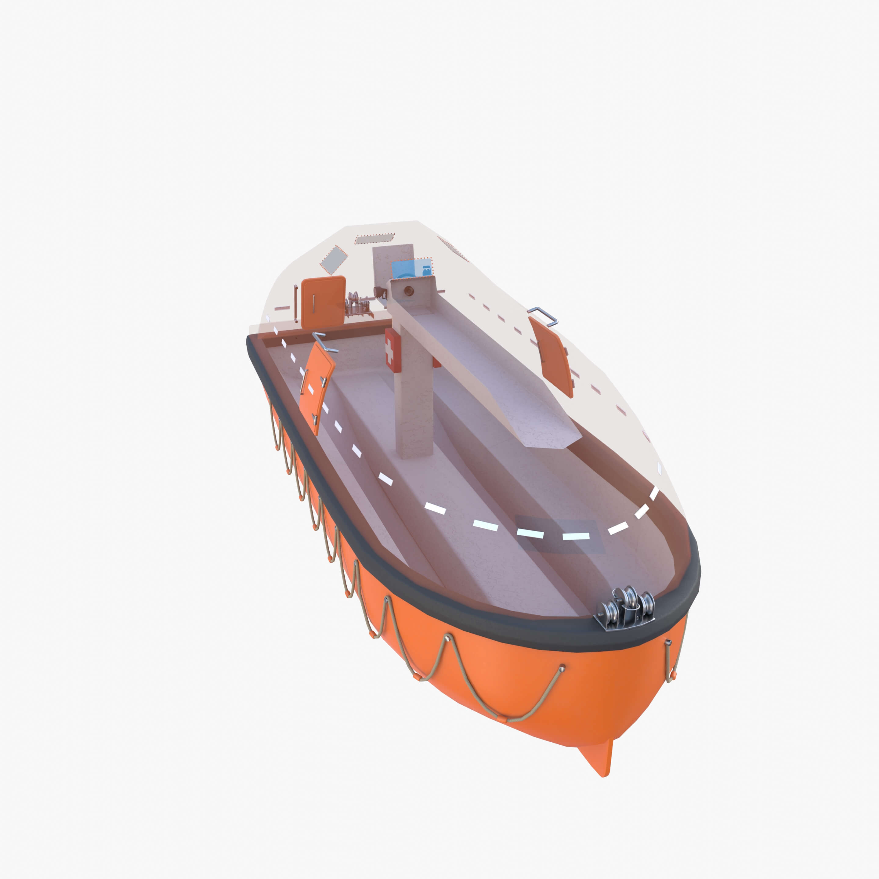 Life Boat With Interior V1 - 3D Model by dragosburian