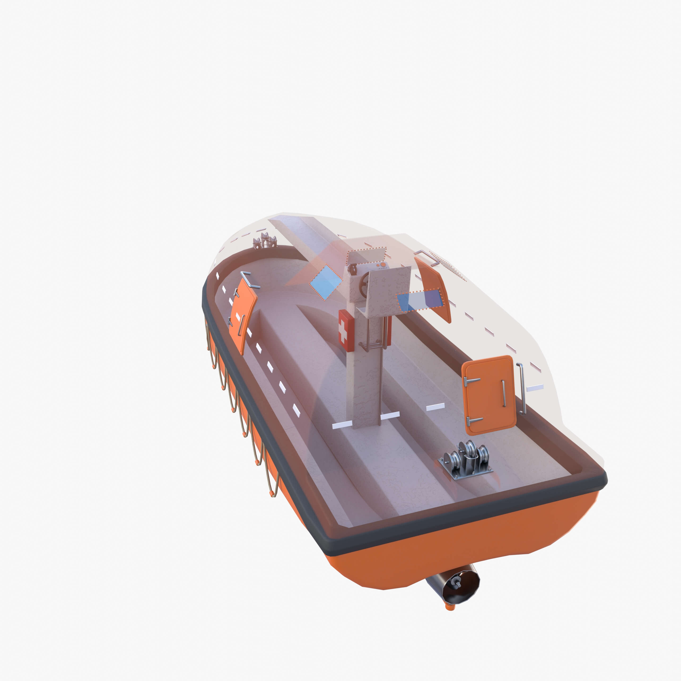 Life Boat With Interior V1 - 3D Model by dragosburian
