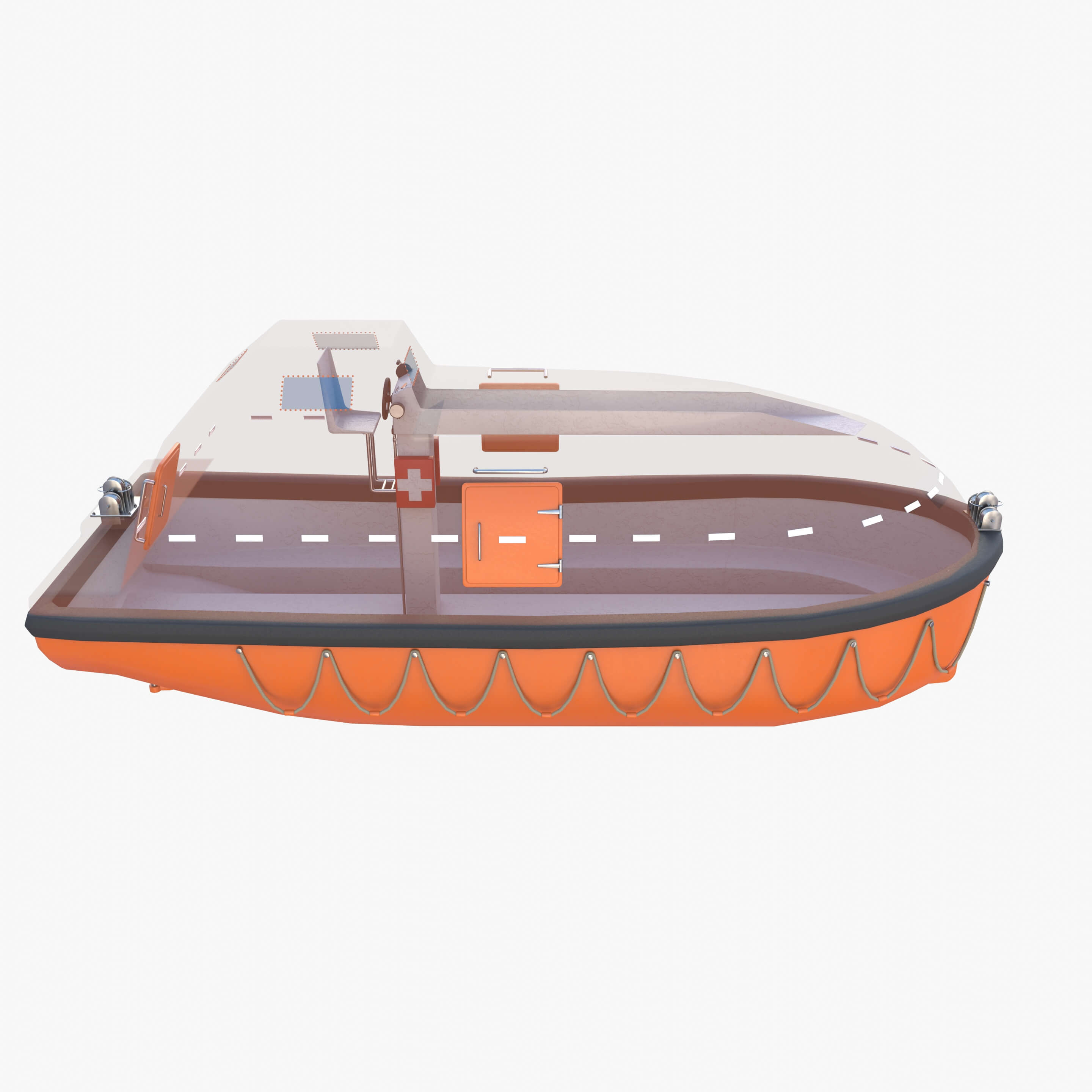 Life Boat With Interior V1 - 3D Model by dragosburian