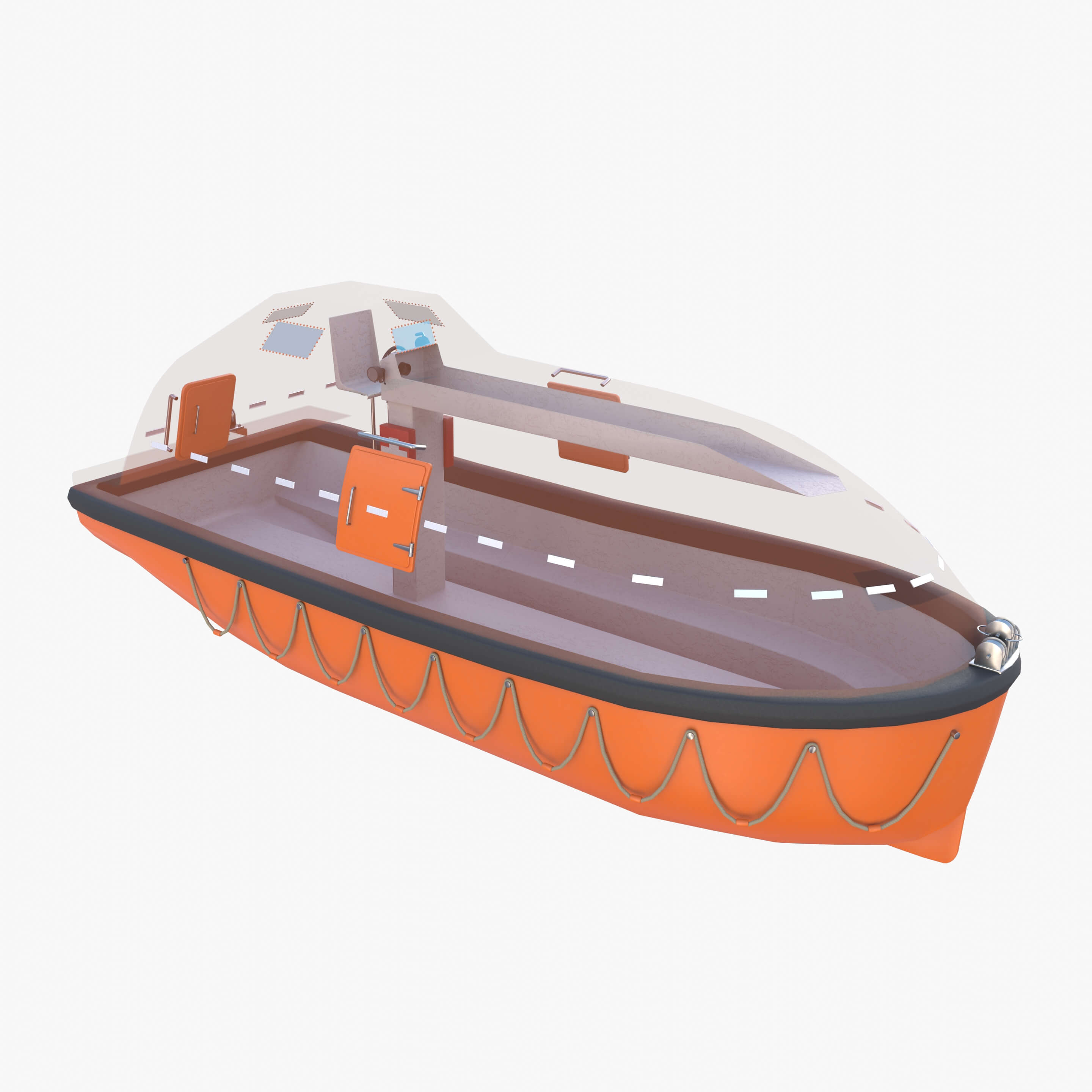 Life Boat With Interior V1 - 3D Model by dragosburian