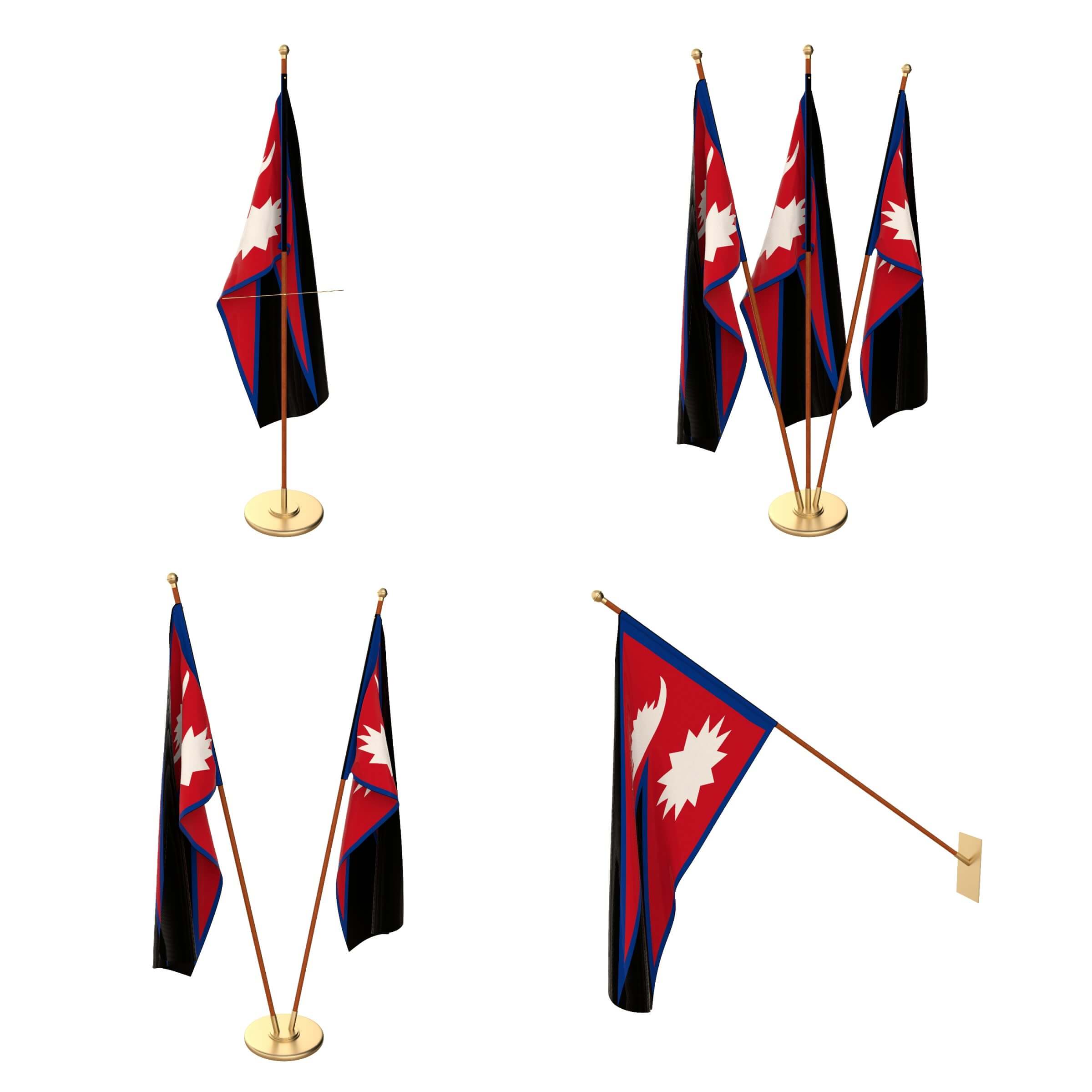 Nepal Flag Pack - 3D Model by dragosburian