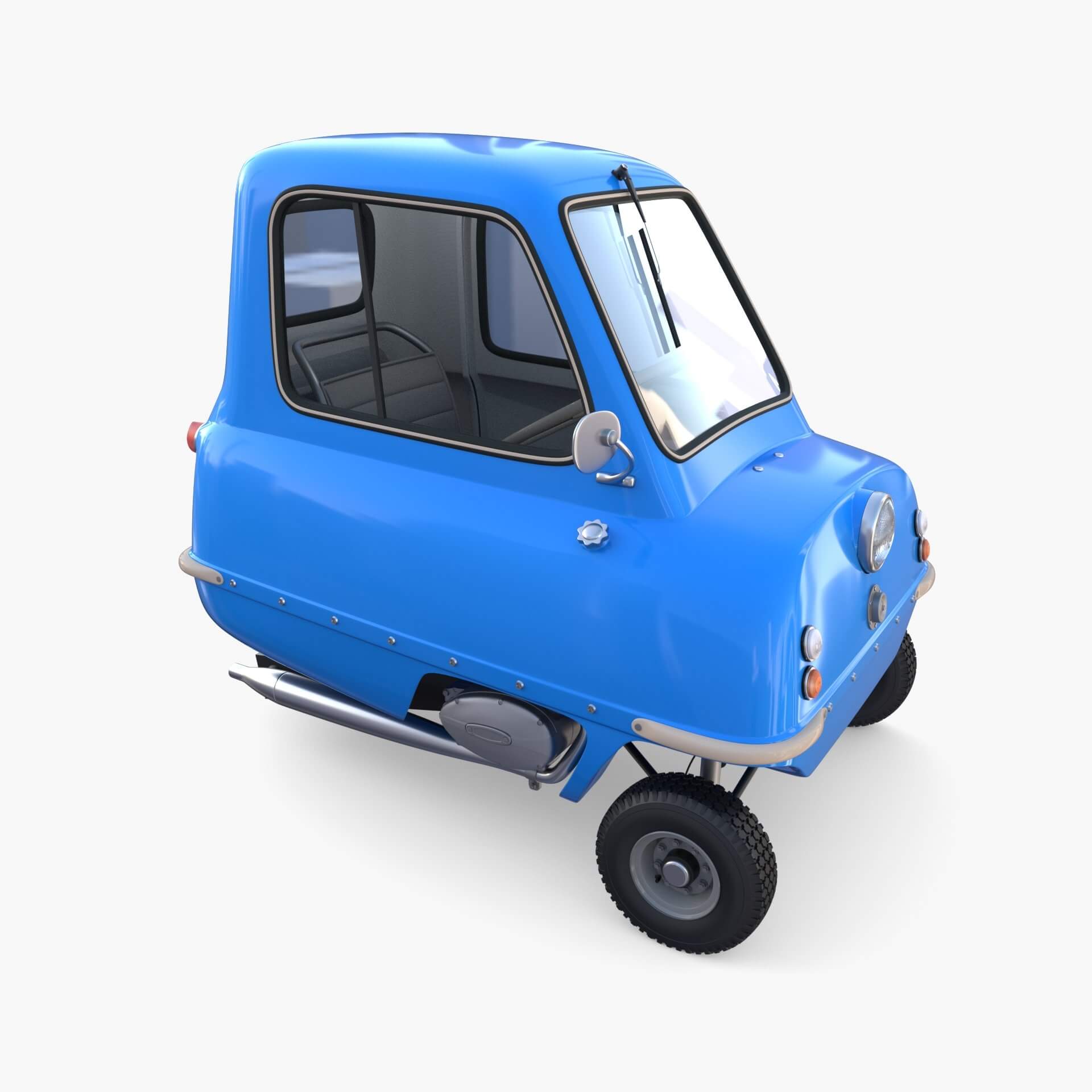 Peel P50 Blue with Interior and Chassis - 3D Model by dragosburian