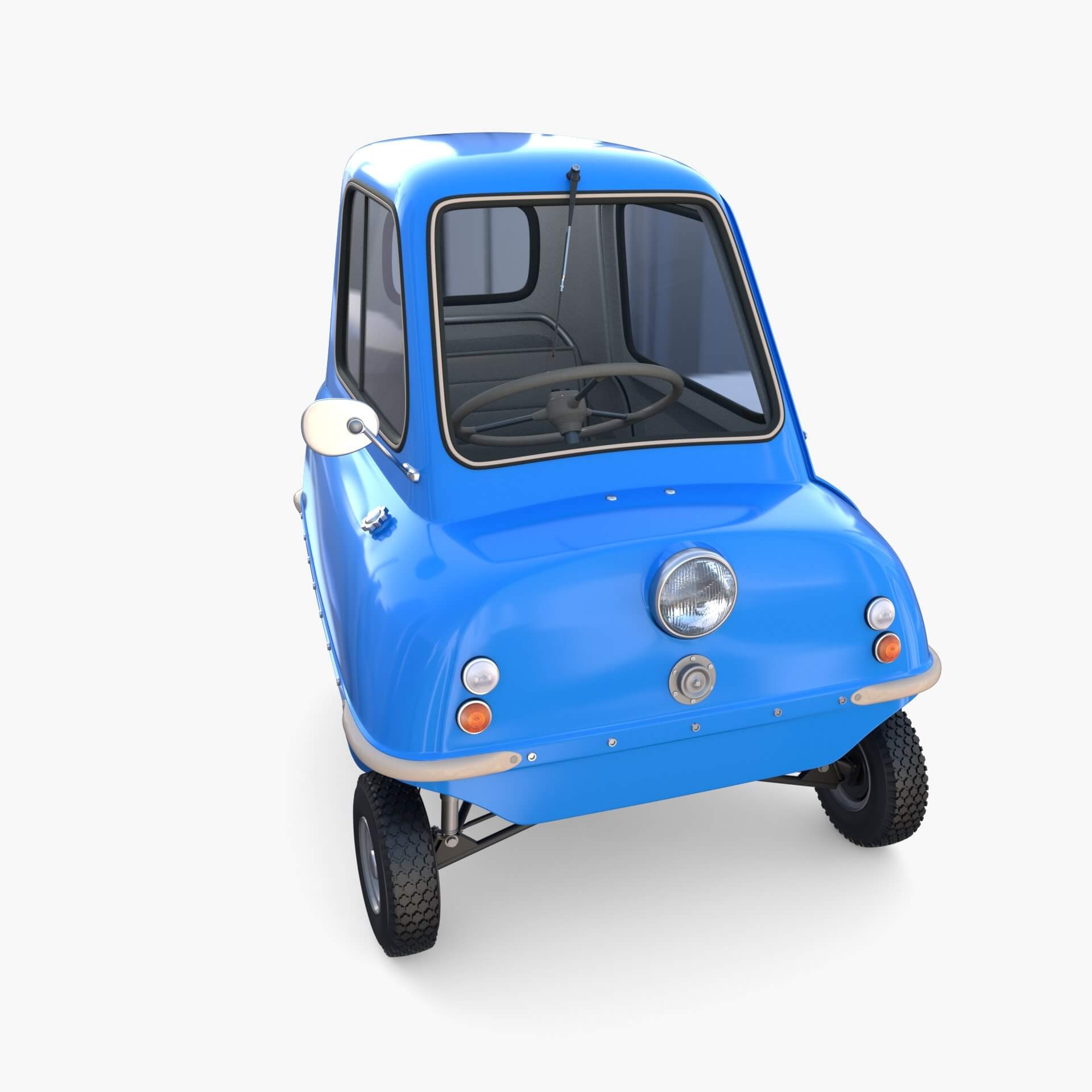 Peel P50 Blue with Interior and Chassis - 3D Model by dragosburian