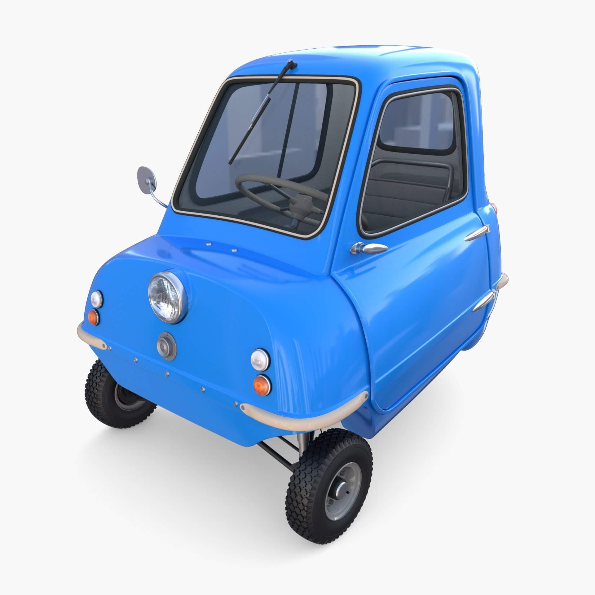 Peel P50 Blue with Interior and Chassis - 3D Model by dragosburian