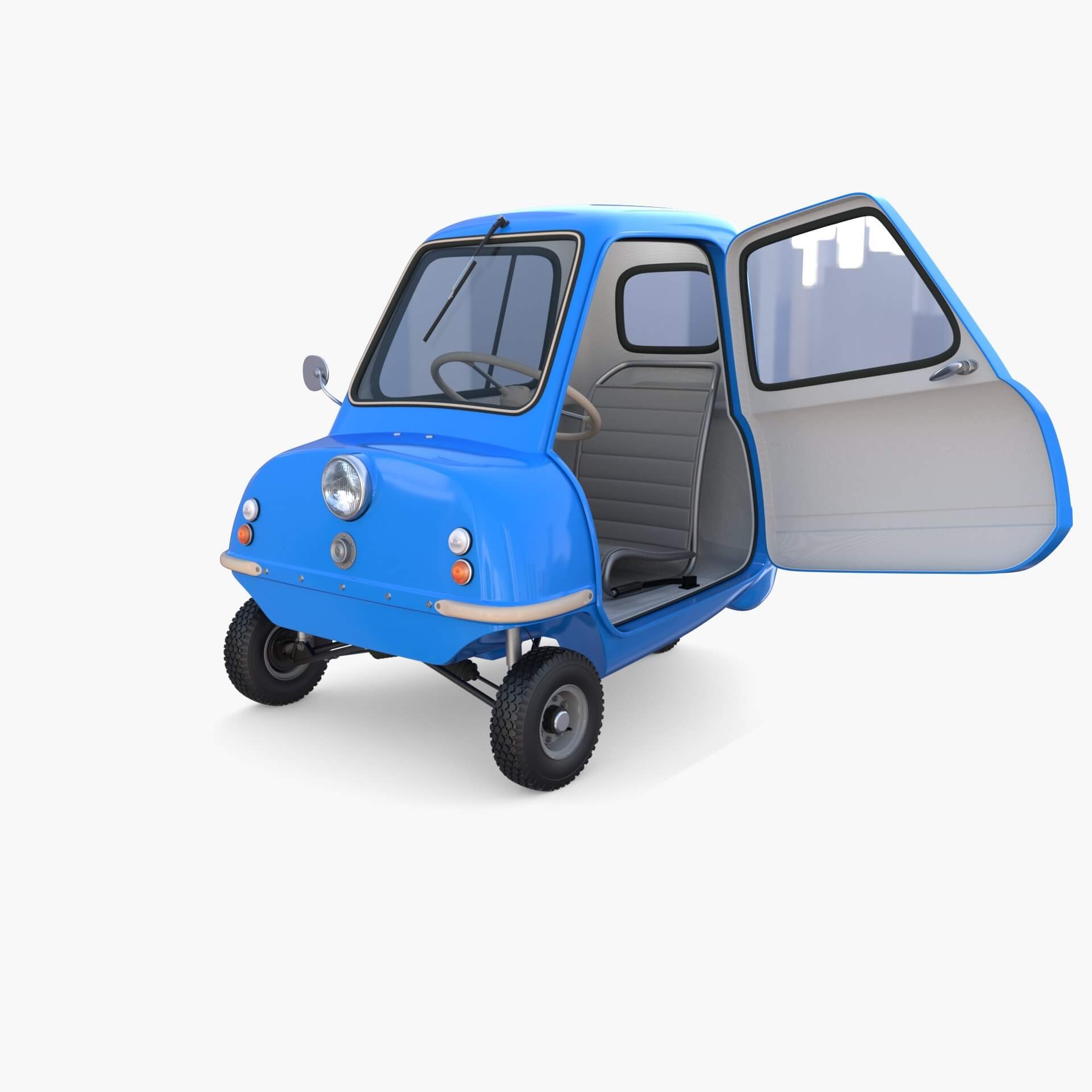 Peel P50 Blue with Interior and Chassis - 3D Model by dragosburian