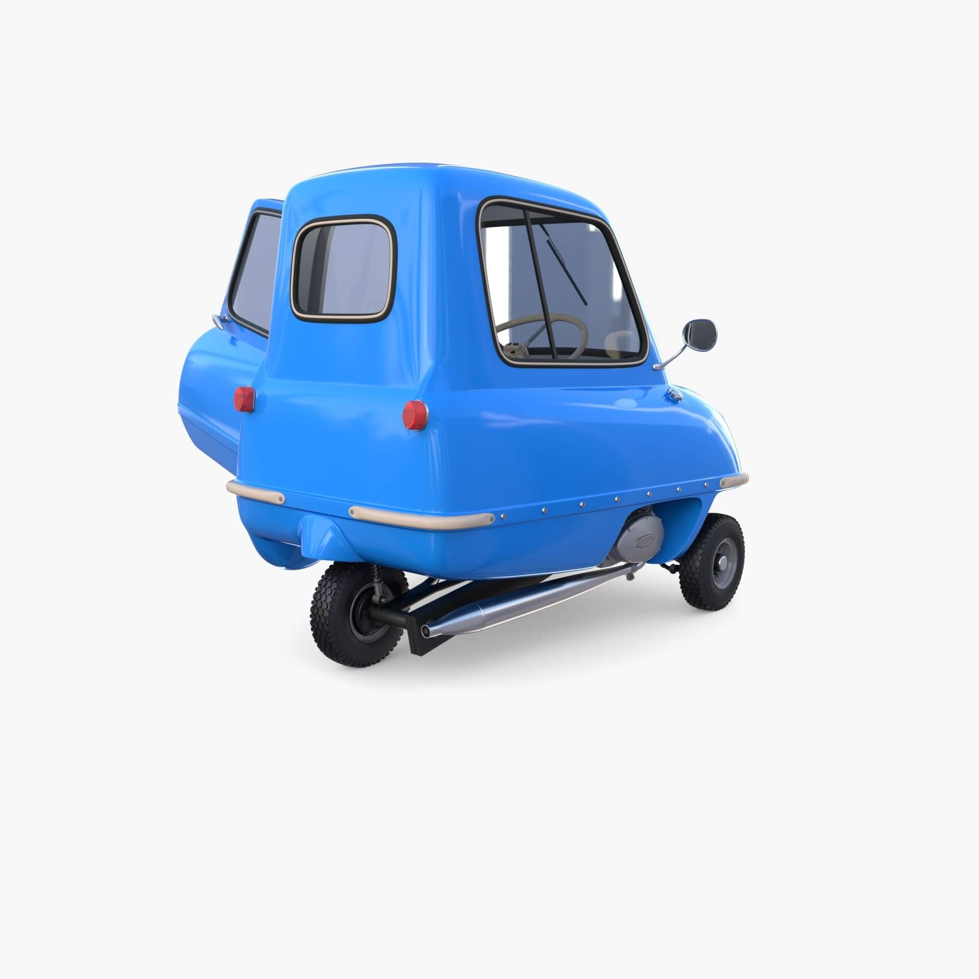 Peel P50 Blue with Interior and Chassis - 3D Model by dragosburian