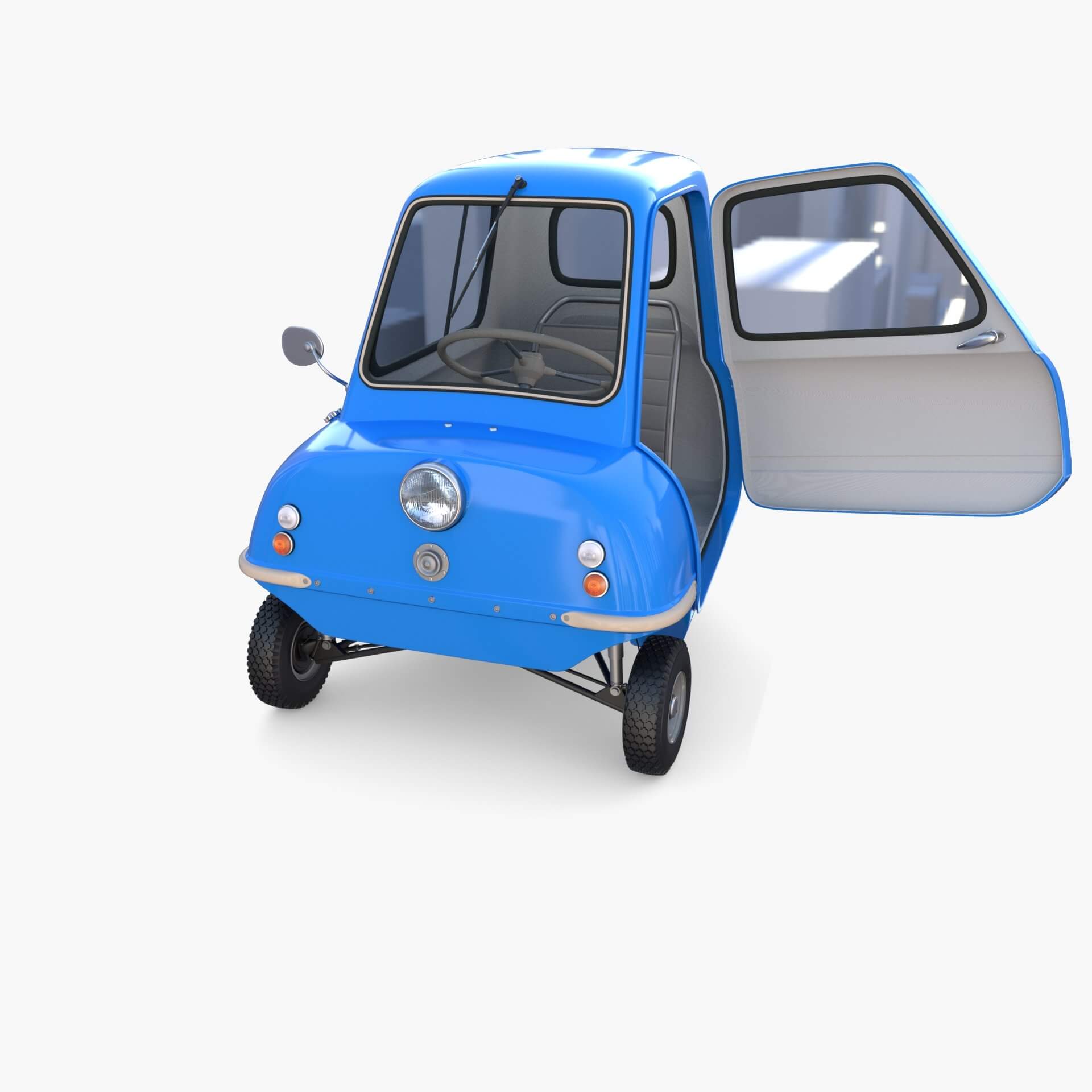 Peel P50 Blue with Interior and Chassis - 3D Model by dragosburian