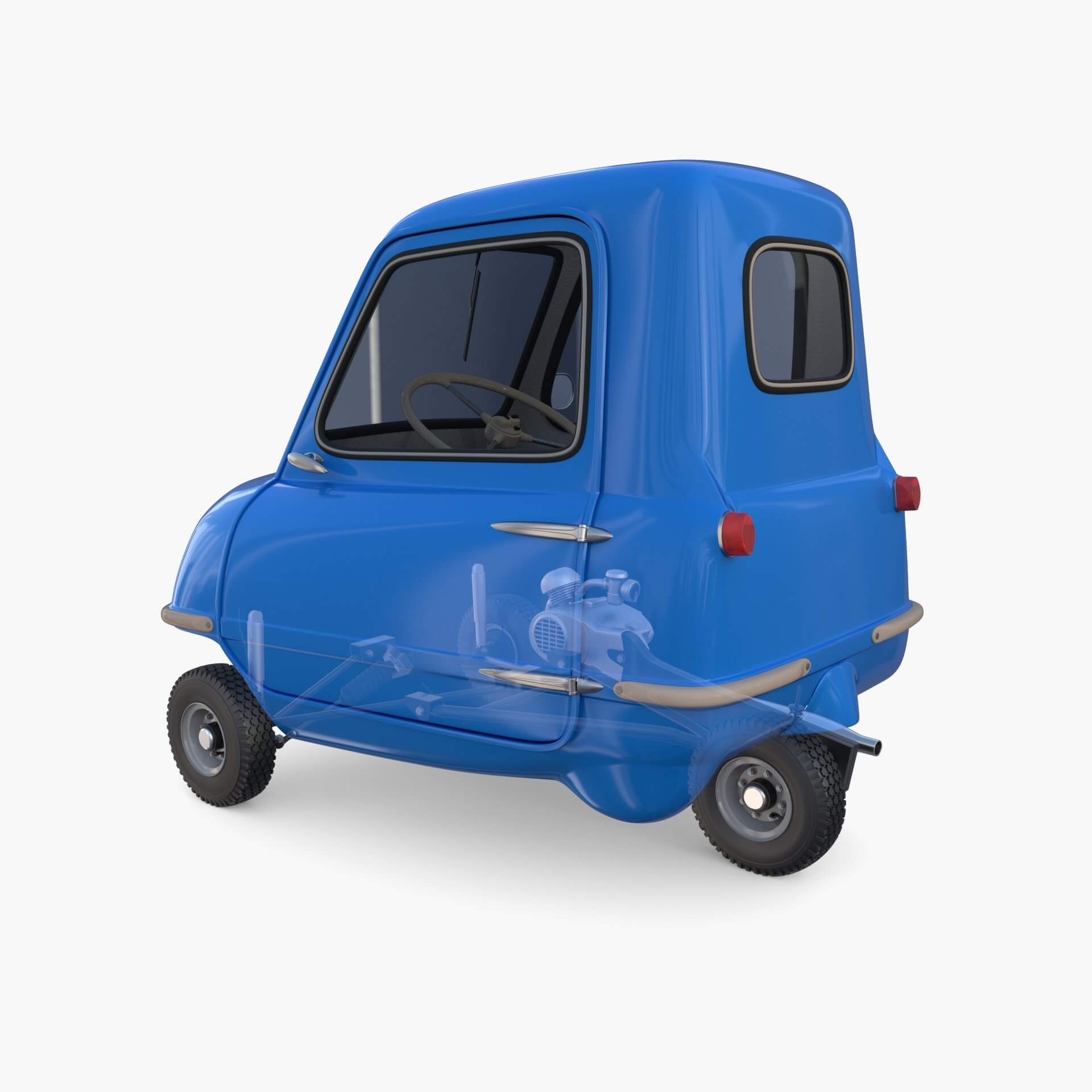 Peel P50 Blue with Interior and Chassis - 3D Model by dragosburian