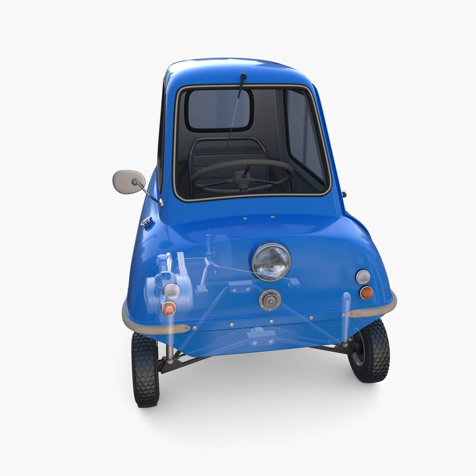 Peel P50 Blue with Interior and Chassis - 3D Model by dragosburian