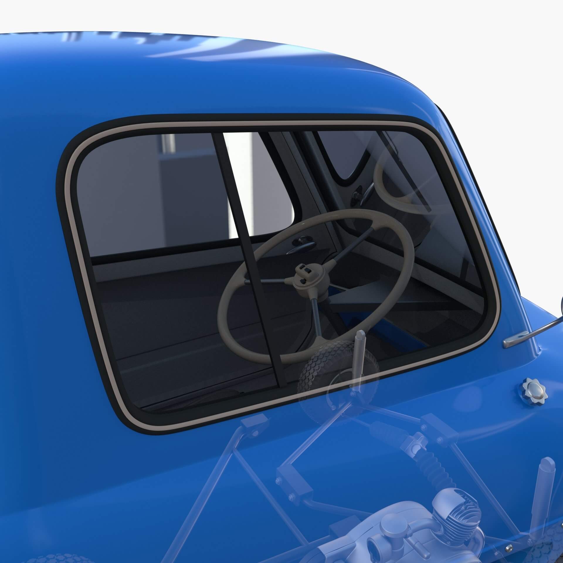 Peel P50 Blue with Interior and Chassis - 3D Model by dragosburian