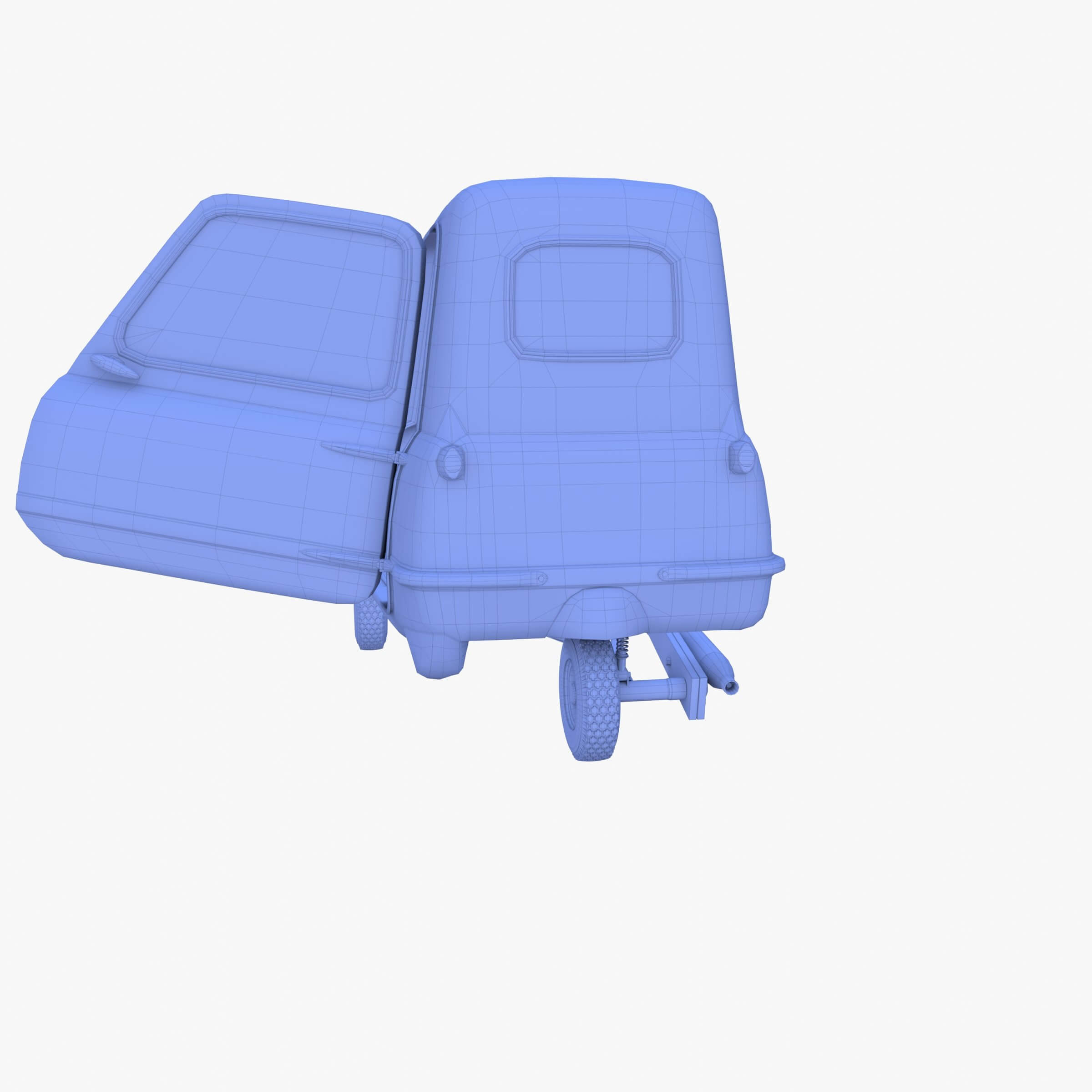 Peel P50 Blue with Interior and Chassis - 3D Model by dragosburian