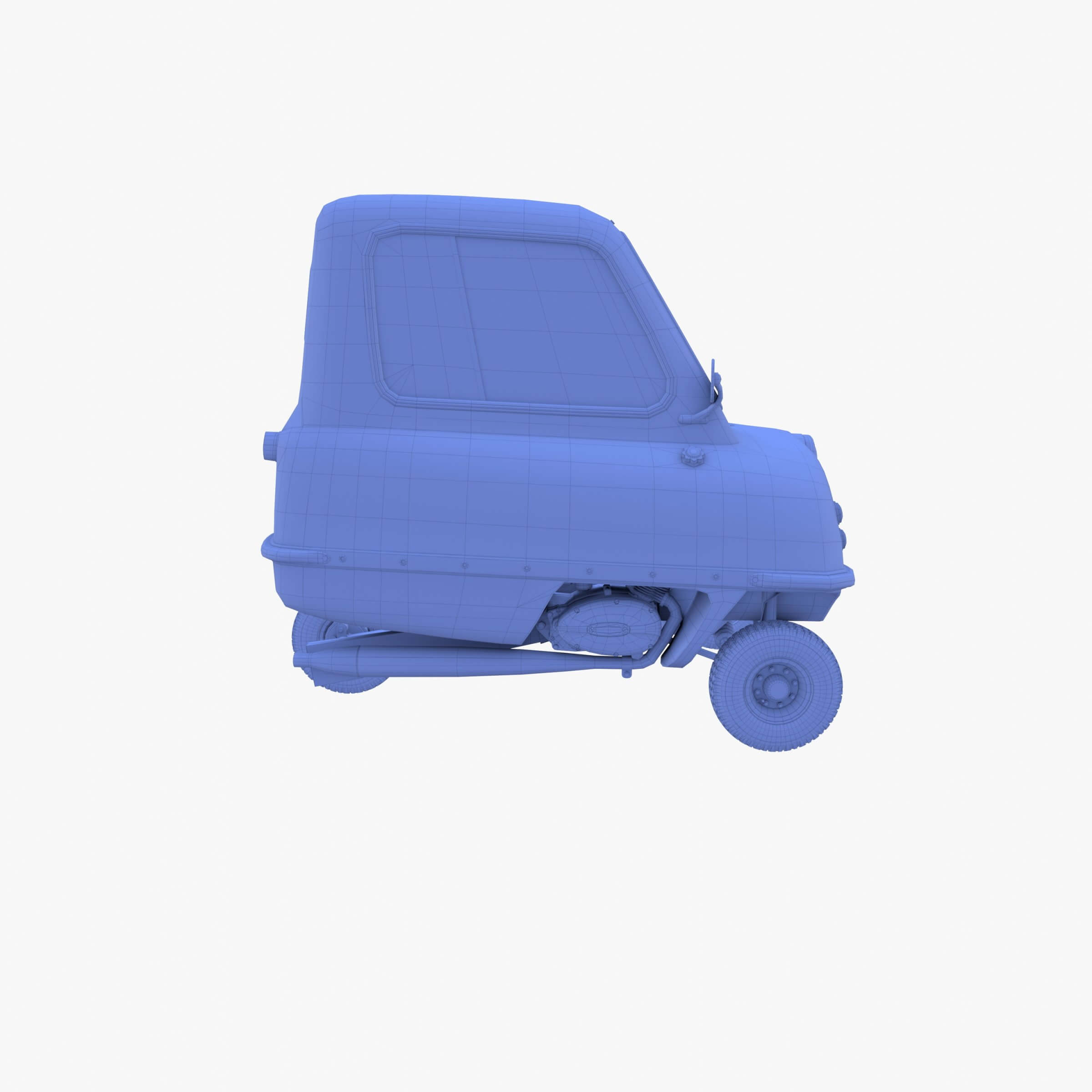 Peel P50 Blue with Interior and Chassis - 3D Model by dragosburian