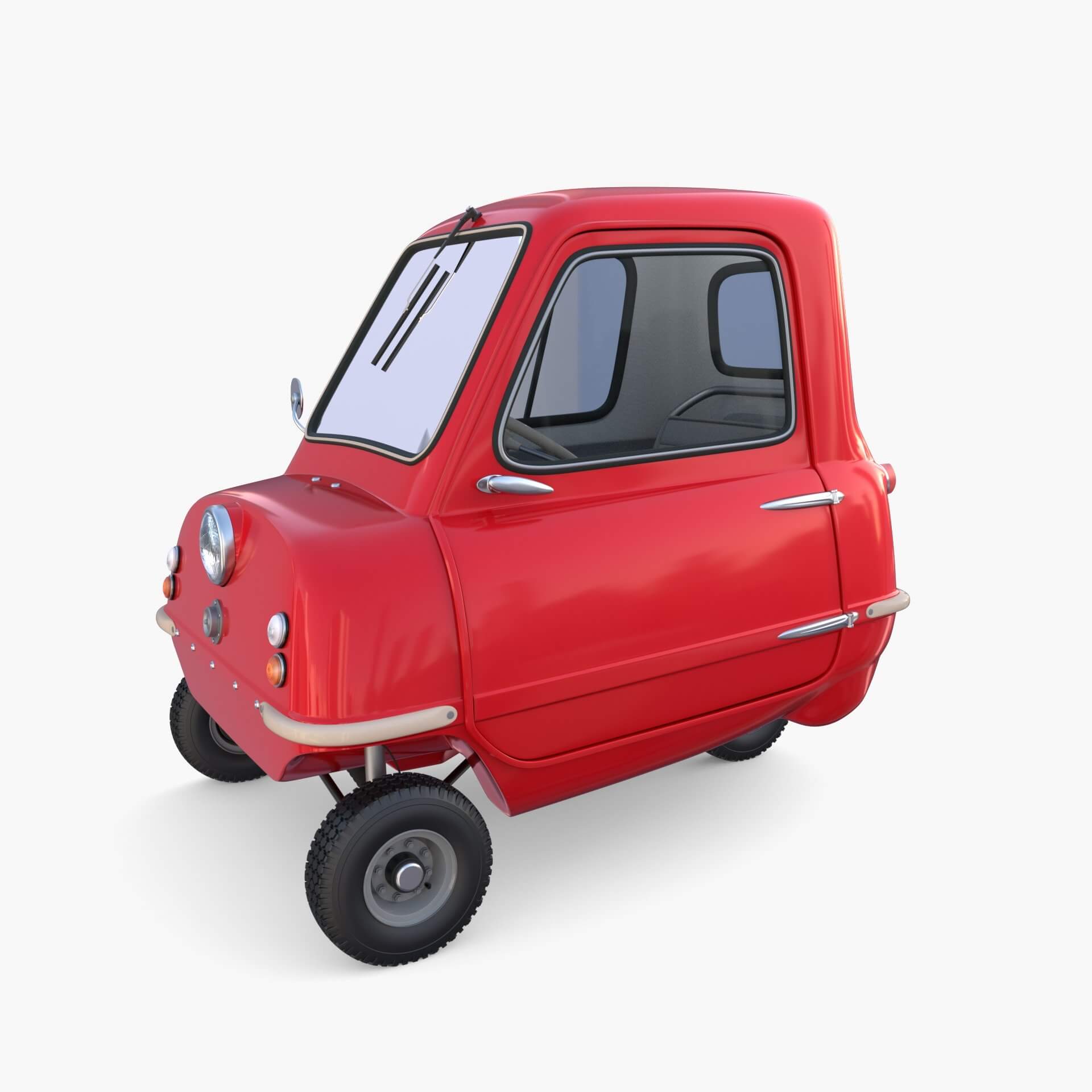 Peel P50 Red with Interior and Chassis - 3D Model by dragosburian