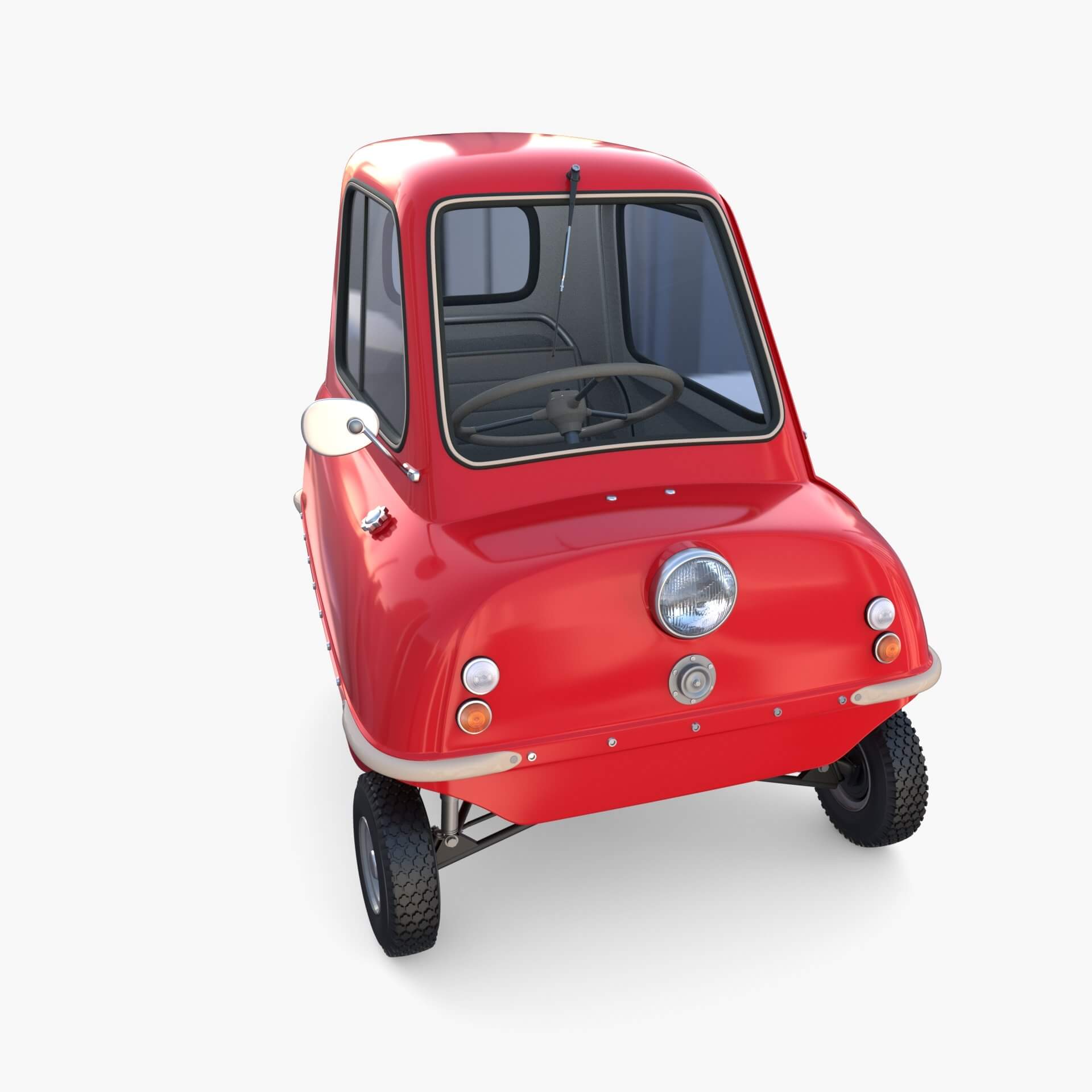 Peel P50 Red with Interior and Chassis - 3D Model by dragosburian