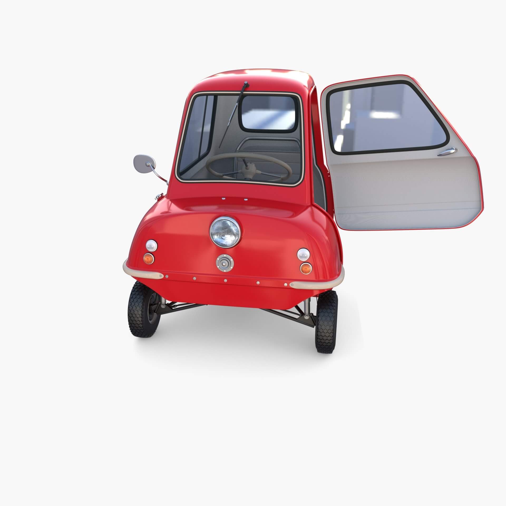 Peel P50 Red with Interior and Chassis - 3D Model by dragosburian