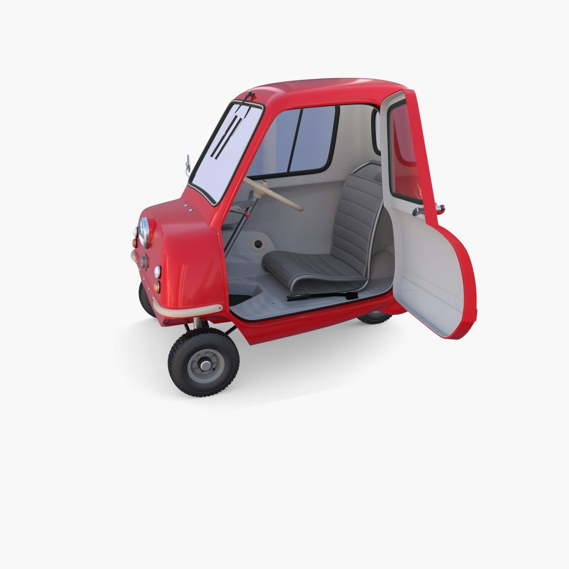 Peel P50 Red with Interior and Chassis - 3D Model by dragosburian