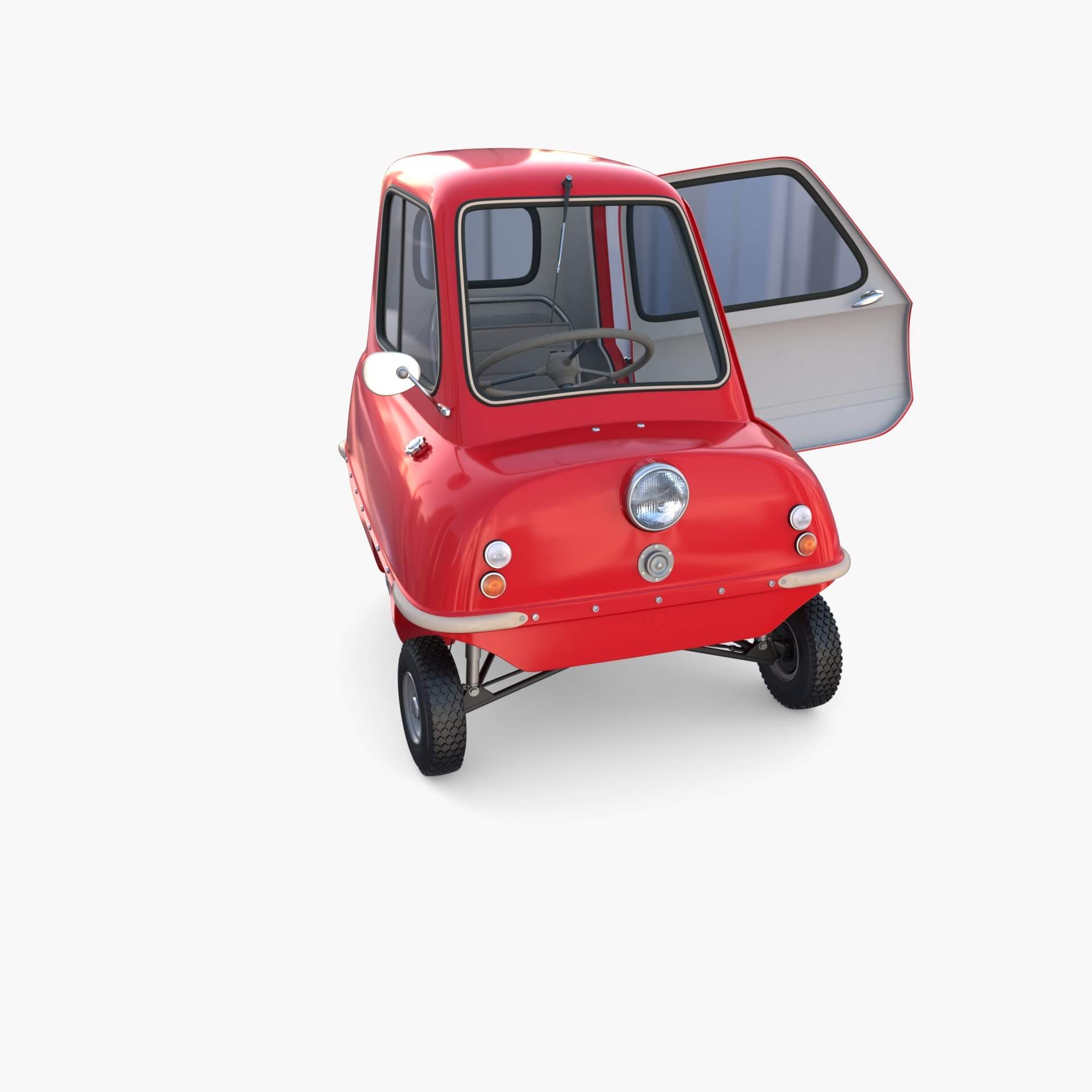 Peel P50 Red with Interior and Chassis - 3D Model by dragosburian