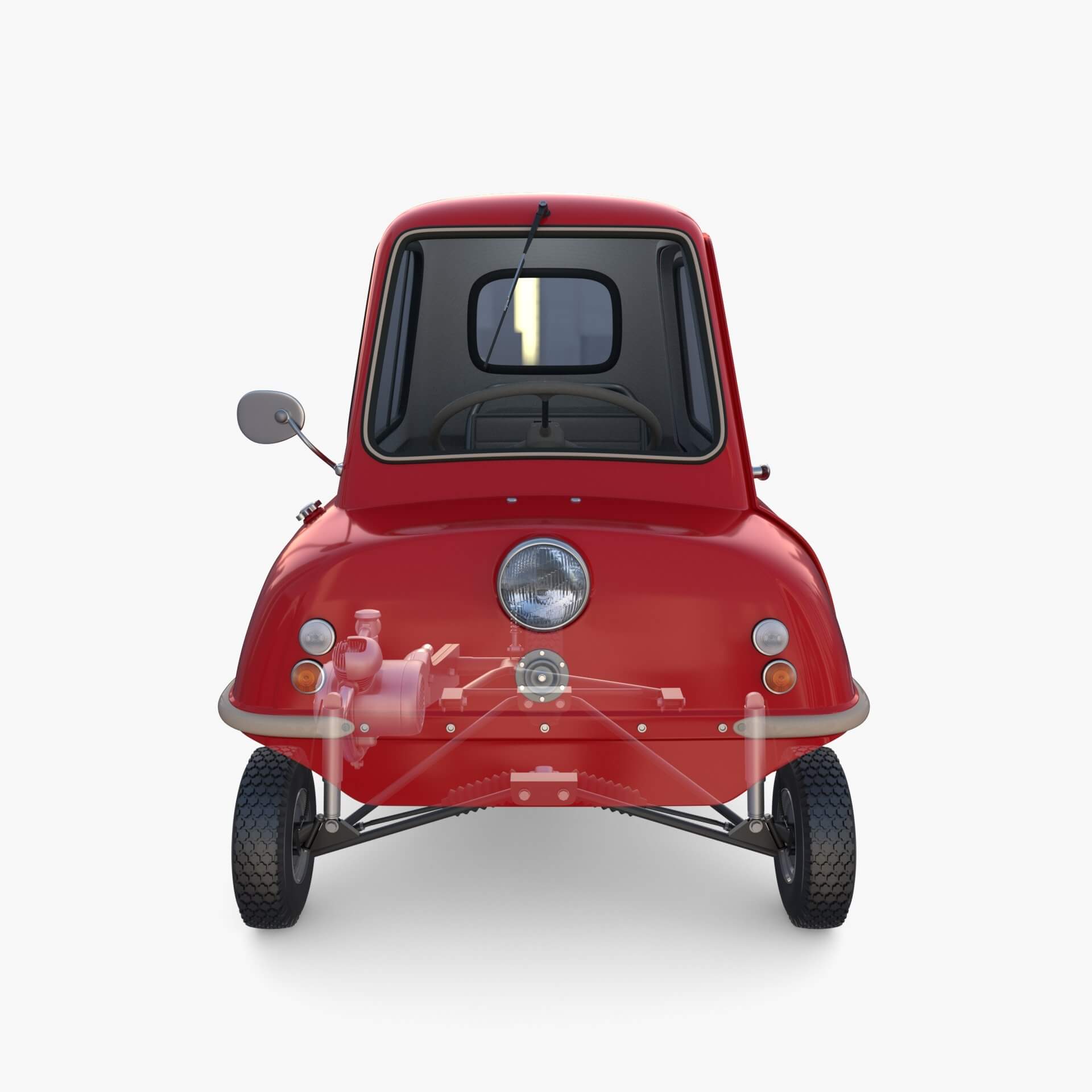 Peel P50 Red with Interior and Chassis - 3D Model by dragosburian