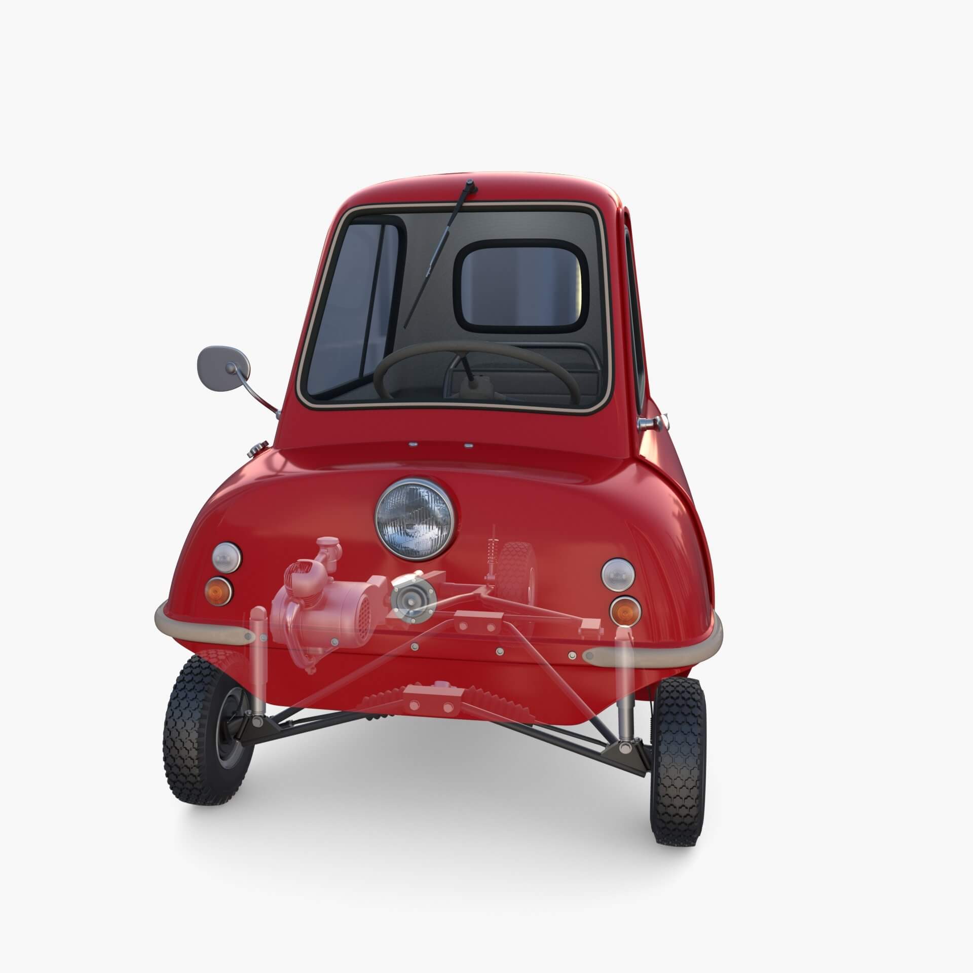 Peel P50 Red with Interior and Chassis - 3D Model by dragosburian