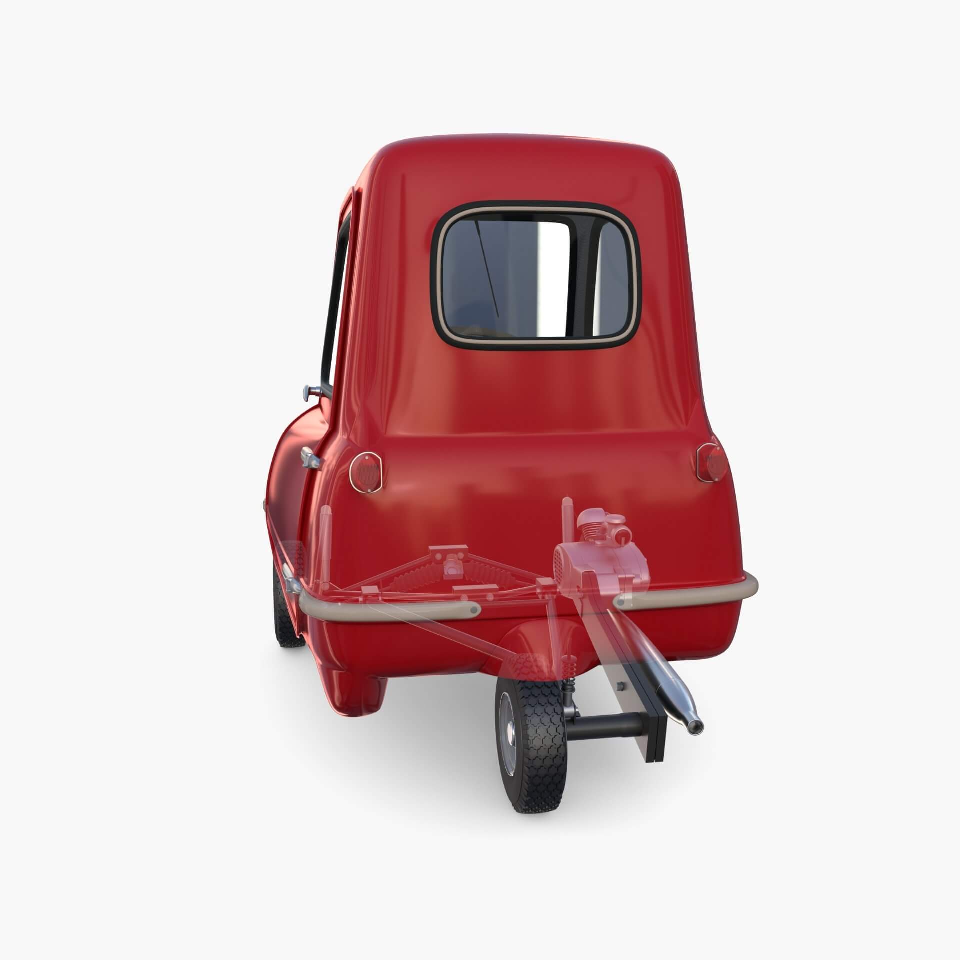 Peel P50 Red with Interior and Chassis - 3D Model by dragosburian