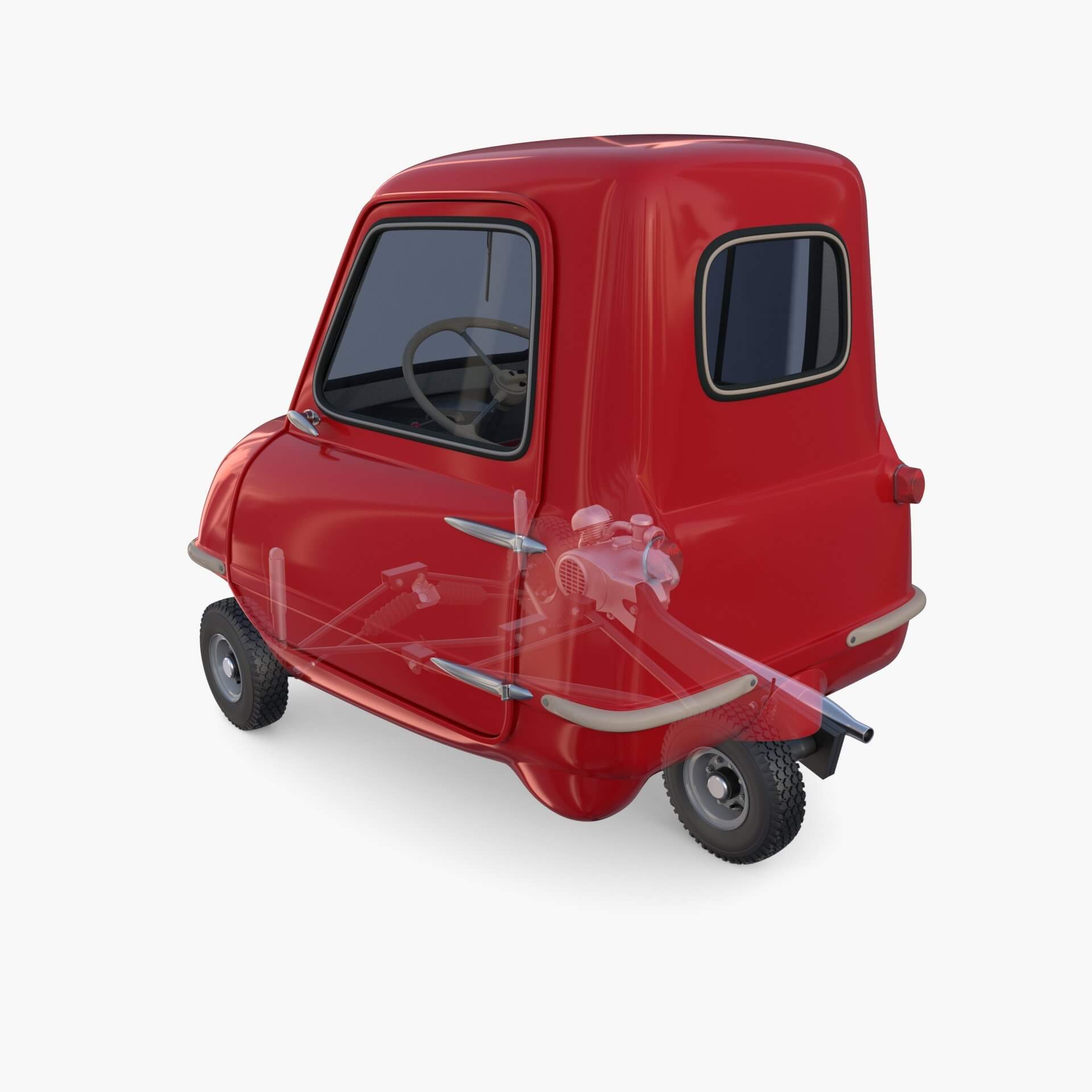 Peel P50 Red with Interior and Chassis - 3D Model by dragosburian