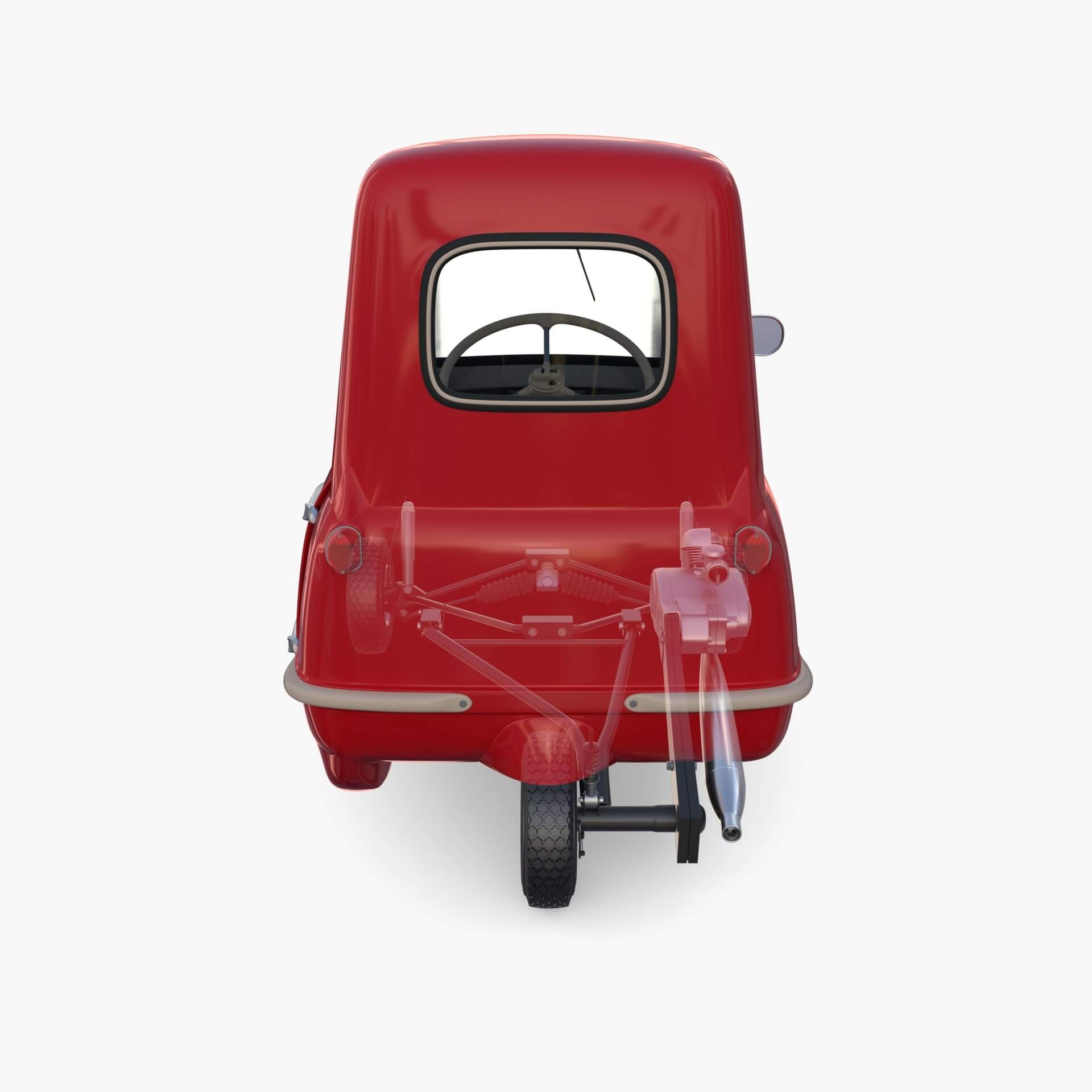 Peel P50 Red with Interior and Chassis - 3D Model by dragosburian