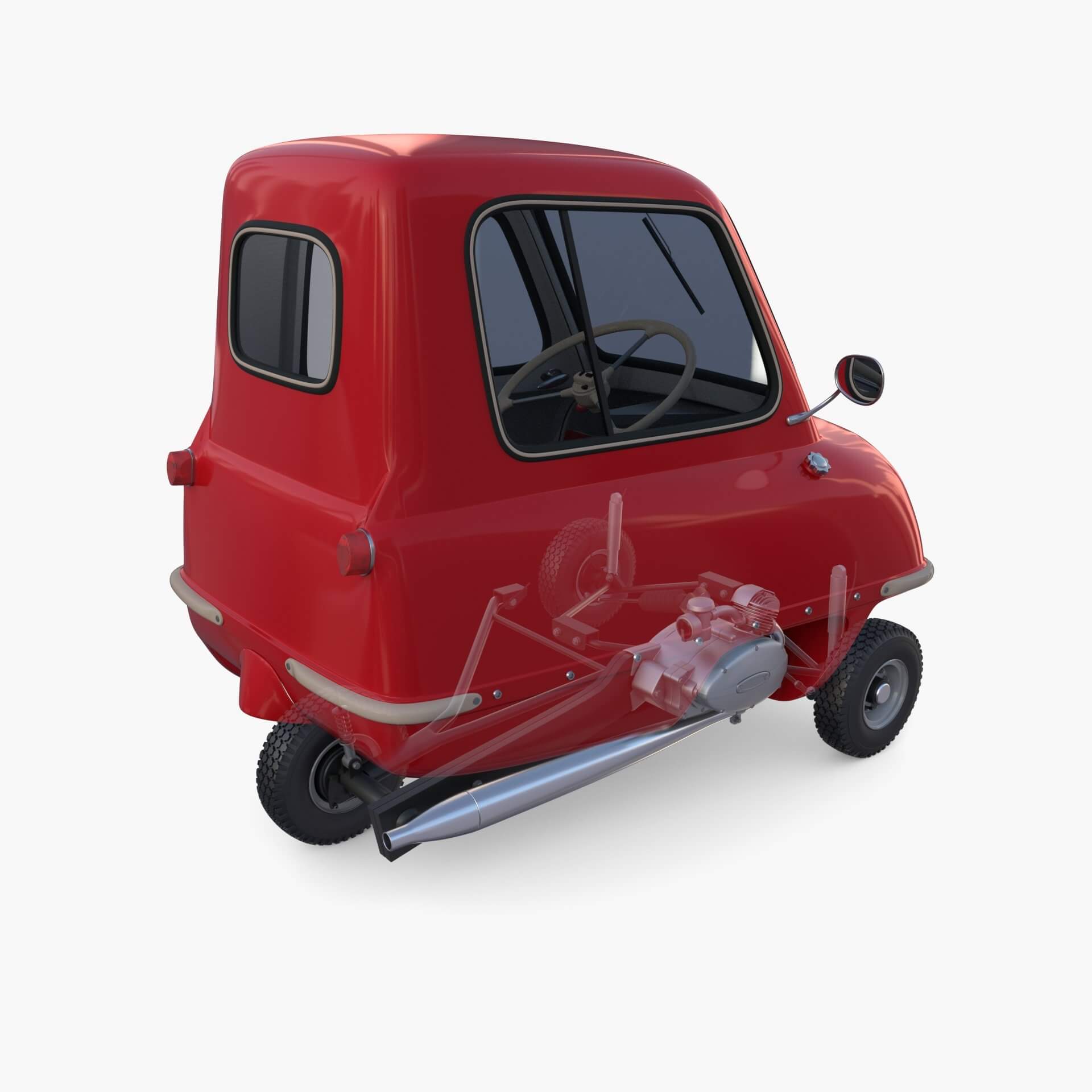 Peel P50 Red with Interior and Chassis - 3D Model by dragosburian
