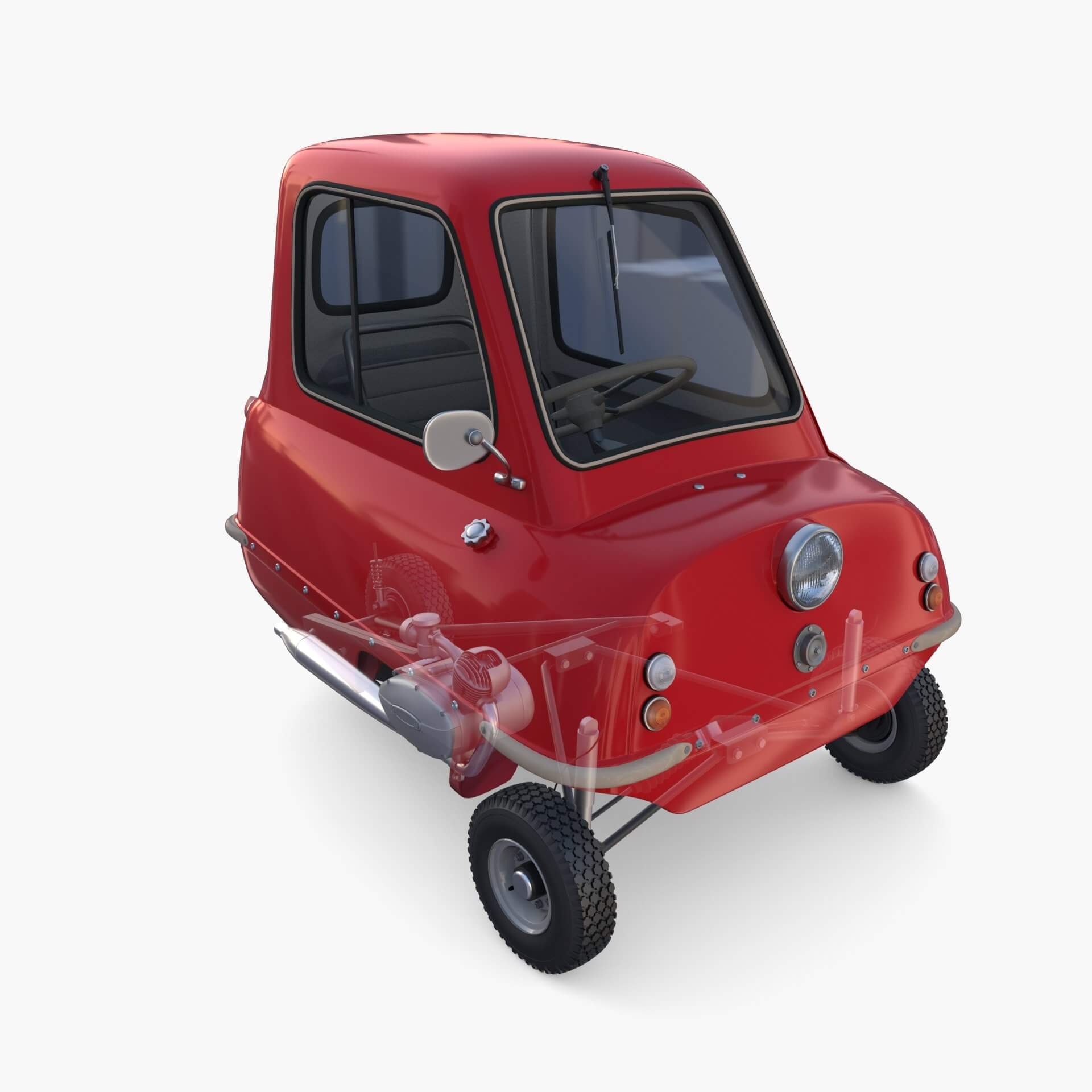 Peel P50 Red with Interior and Chassis - 3D Model by dragosburian