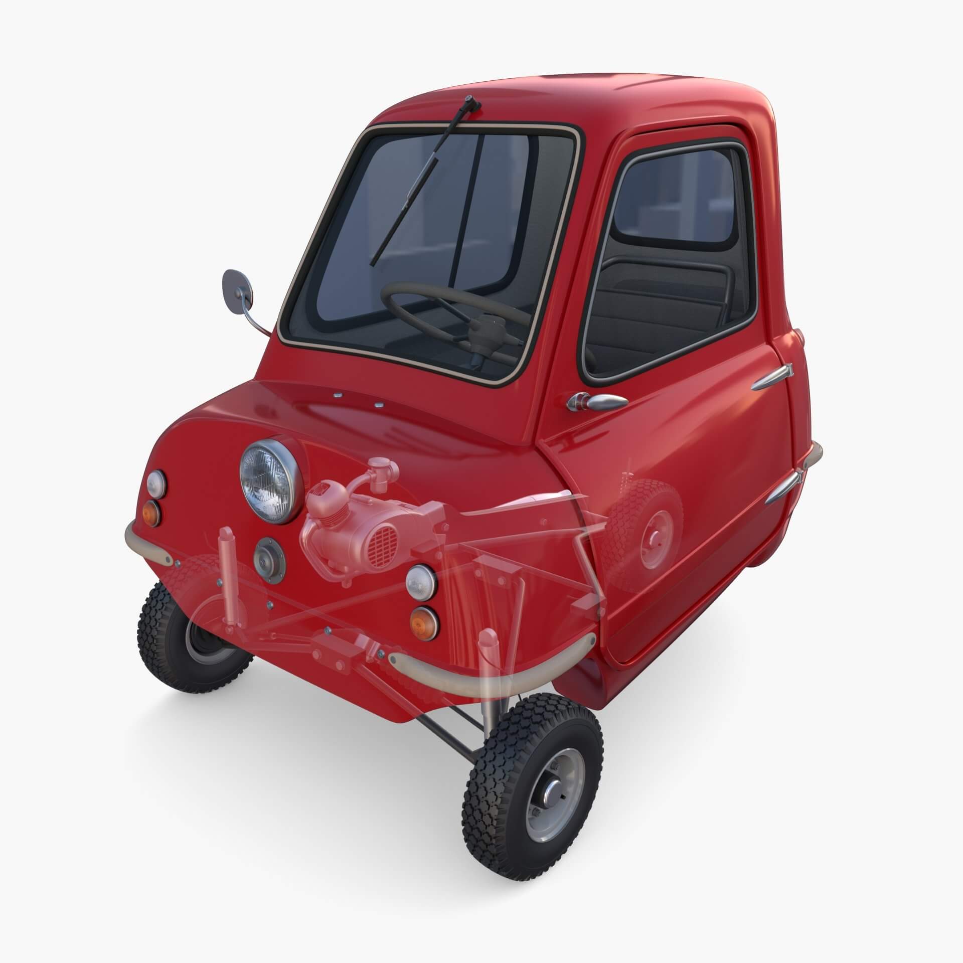 Peel P50 Red with Interior and Chassis - 3D Model by dragosburian
