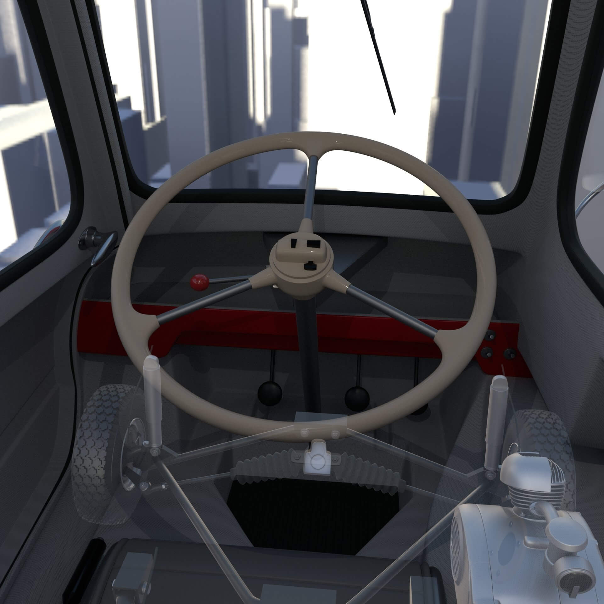 Peel P50 Red with Interior and Chassis - 3D Model by dragosburian