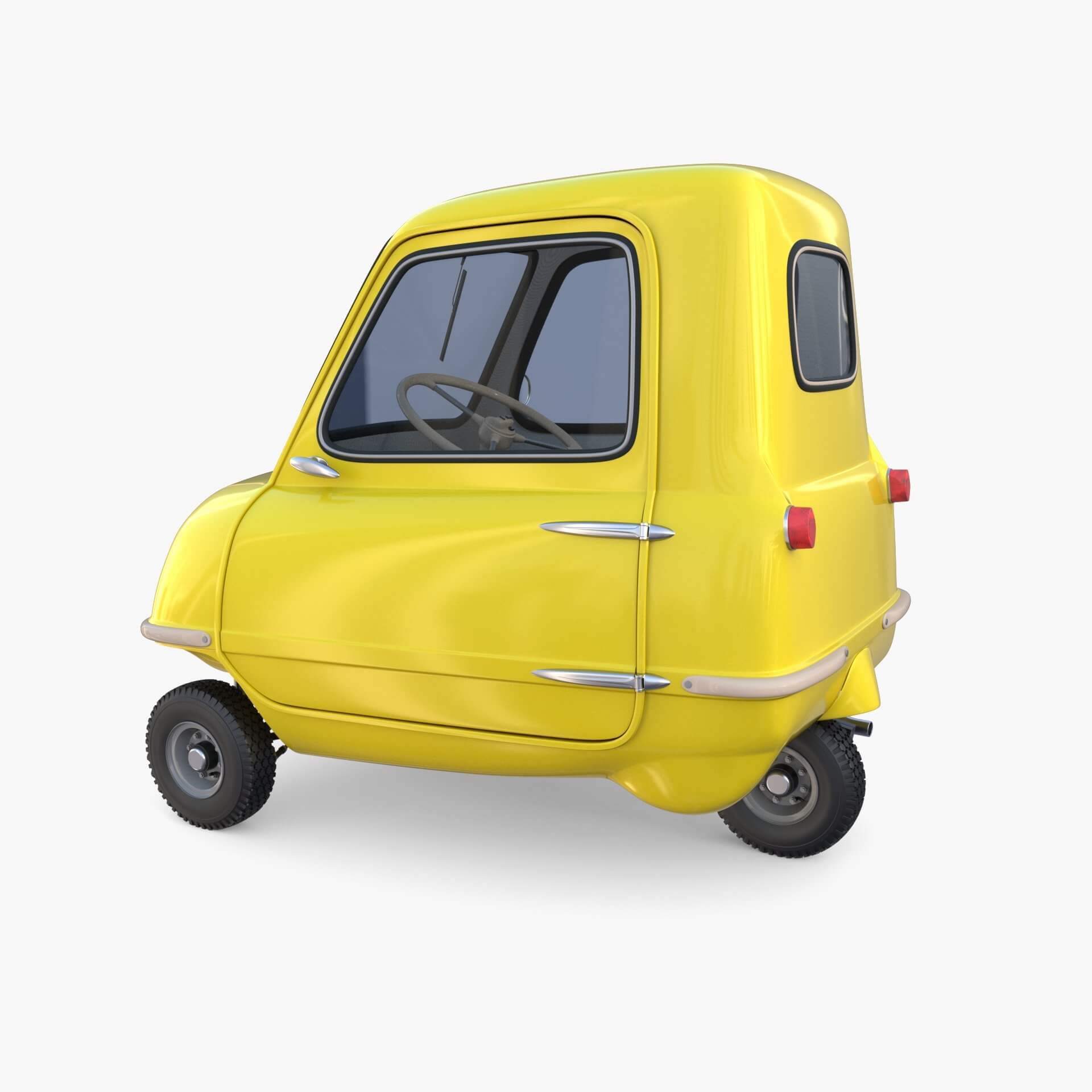 Peel P50 Yellow with Interior and Chassis - 3D Model by dragosburian