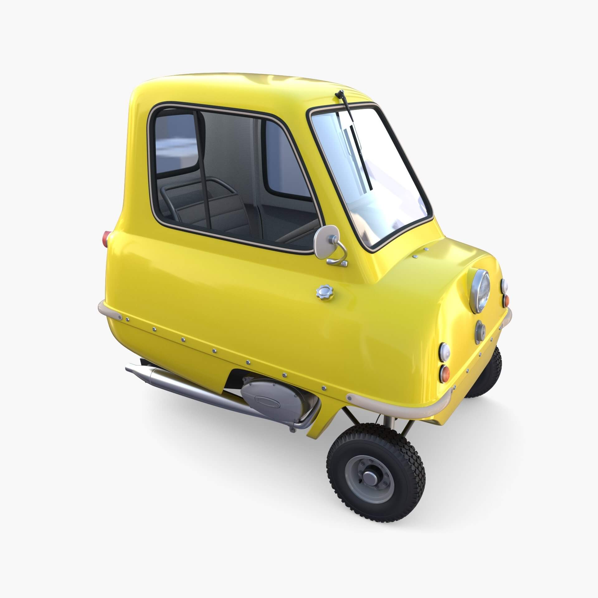 Peel P50 Yellow with Interior and Chassis - 3D Model by dragosburian