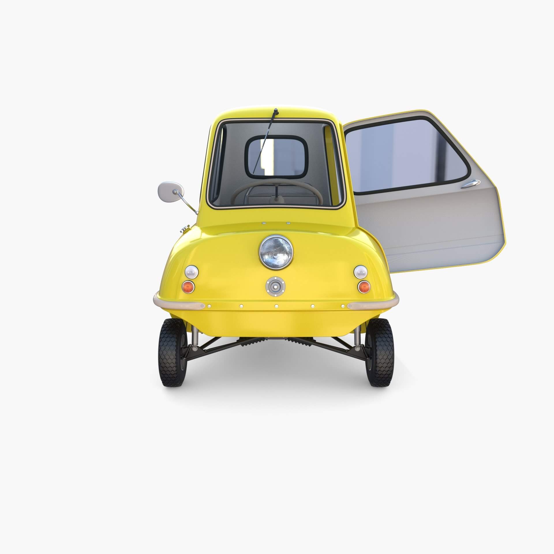 Peel P50 Yellow with Interior and Chassis - 3D Model by dragosburian
