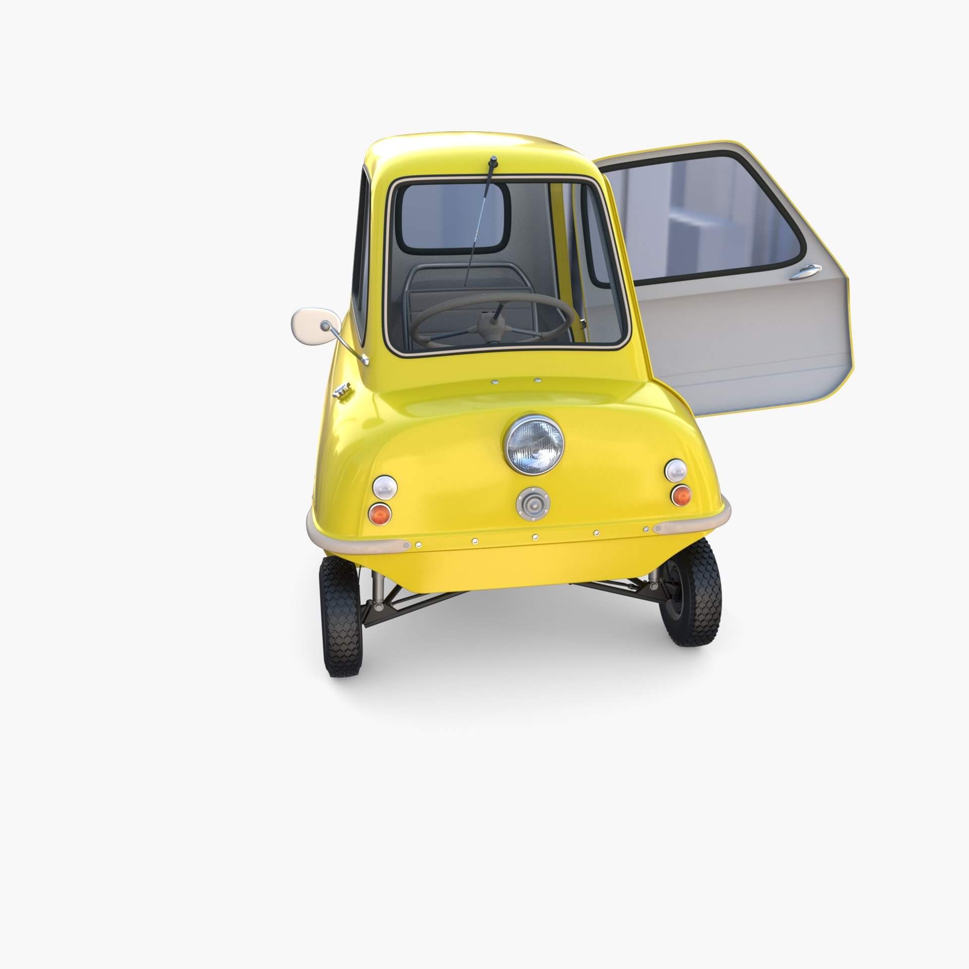 Peel P50 Yellow with Interior and Chassis - 3D Model by dragosburian