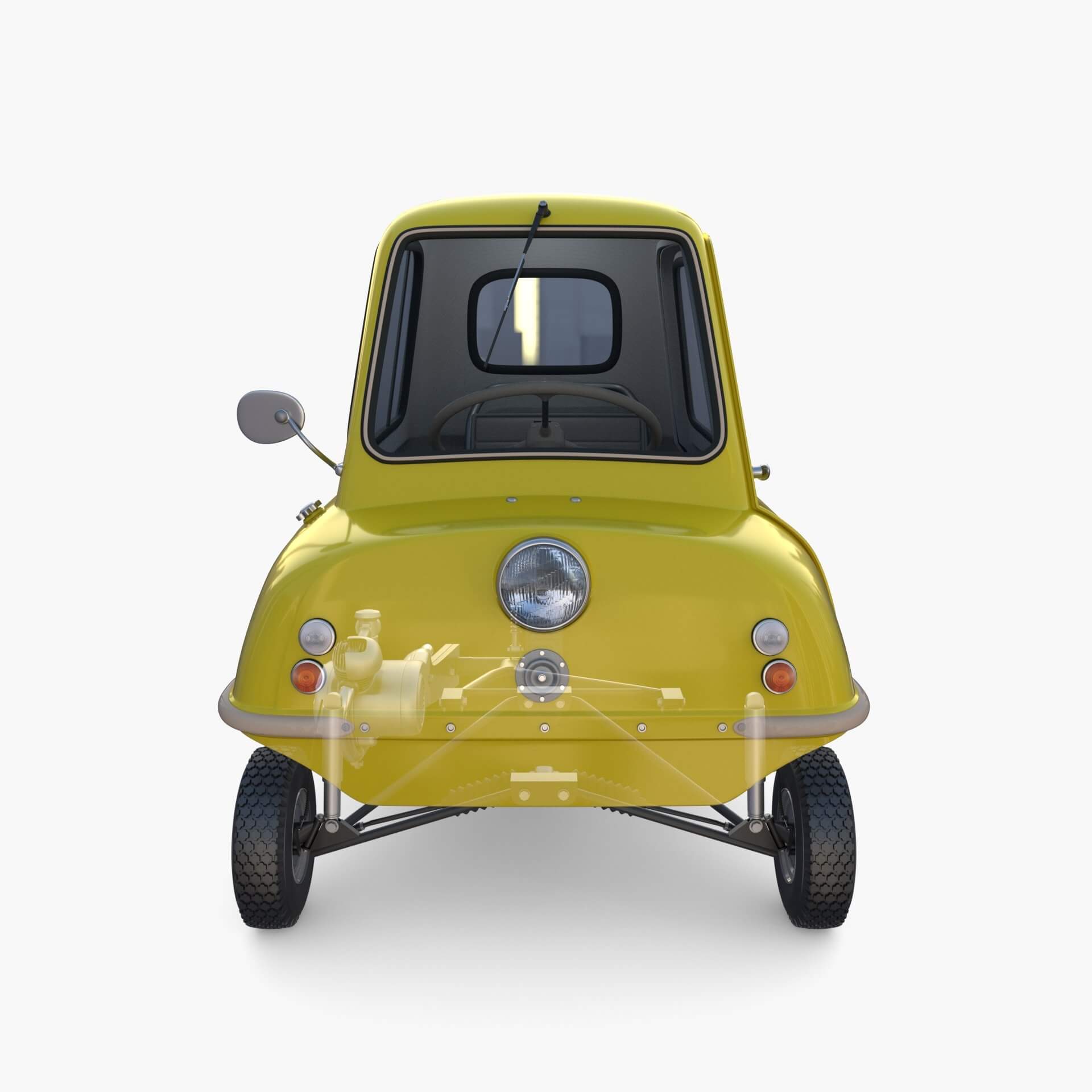 Peel P50 Yellow with Interior and Chassis - 3D Model by dragosburian