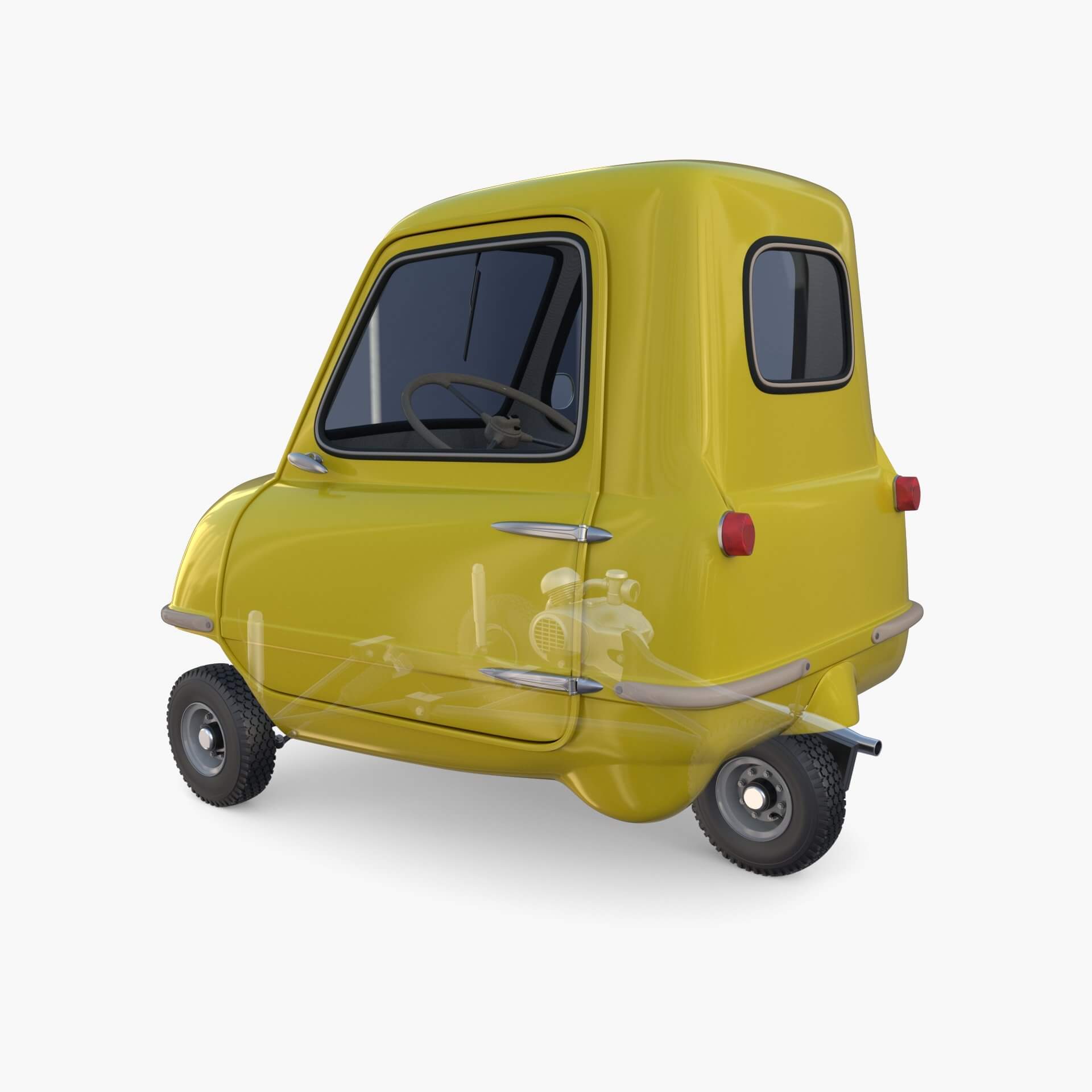 Peel P50 Yellow with Interior and Chassis - 3D Model by dragosburian