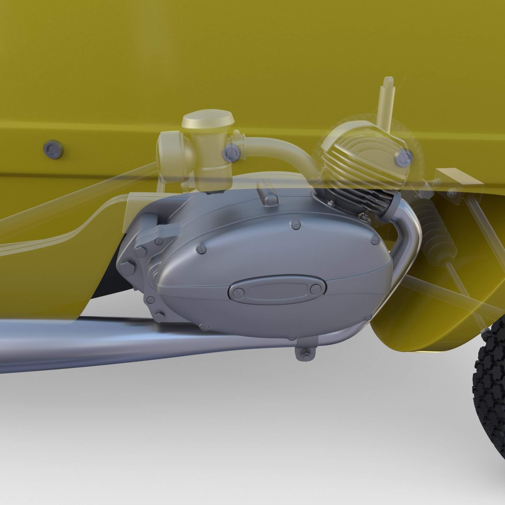 Peel P50 Yellow with Interior and Chassis - 3D Model by dragosburian