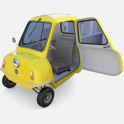 Peel P50 Yellow with Interior and Chassis - 3D Model by dragosburian