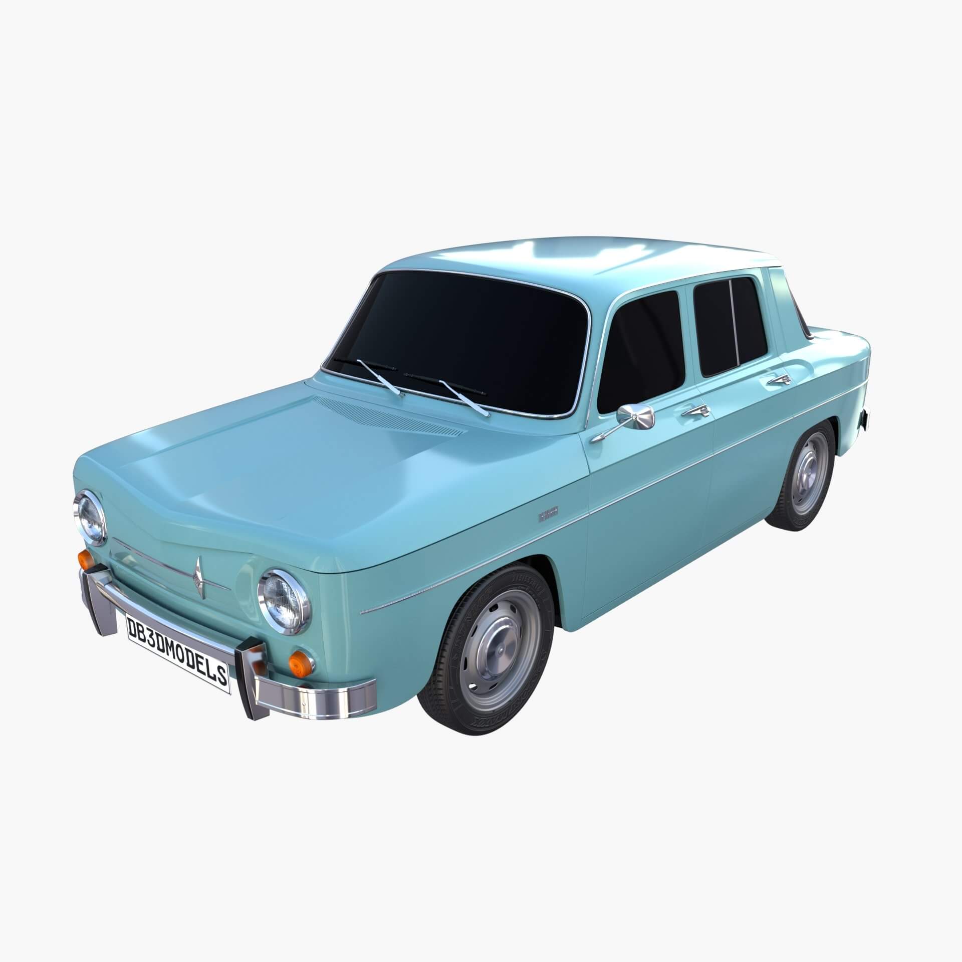 Renault 8 Light Blue - 3D Model by dragosburian