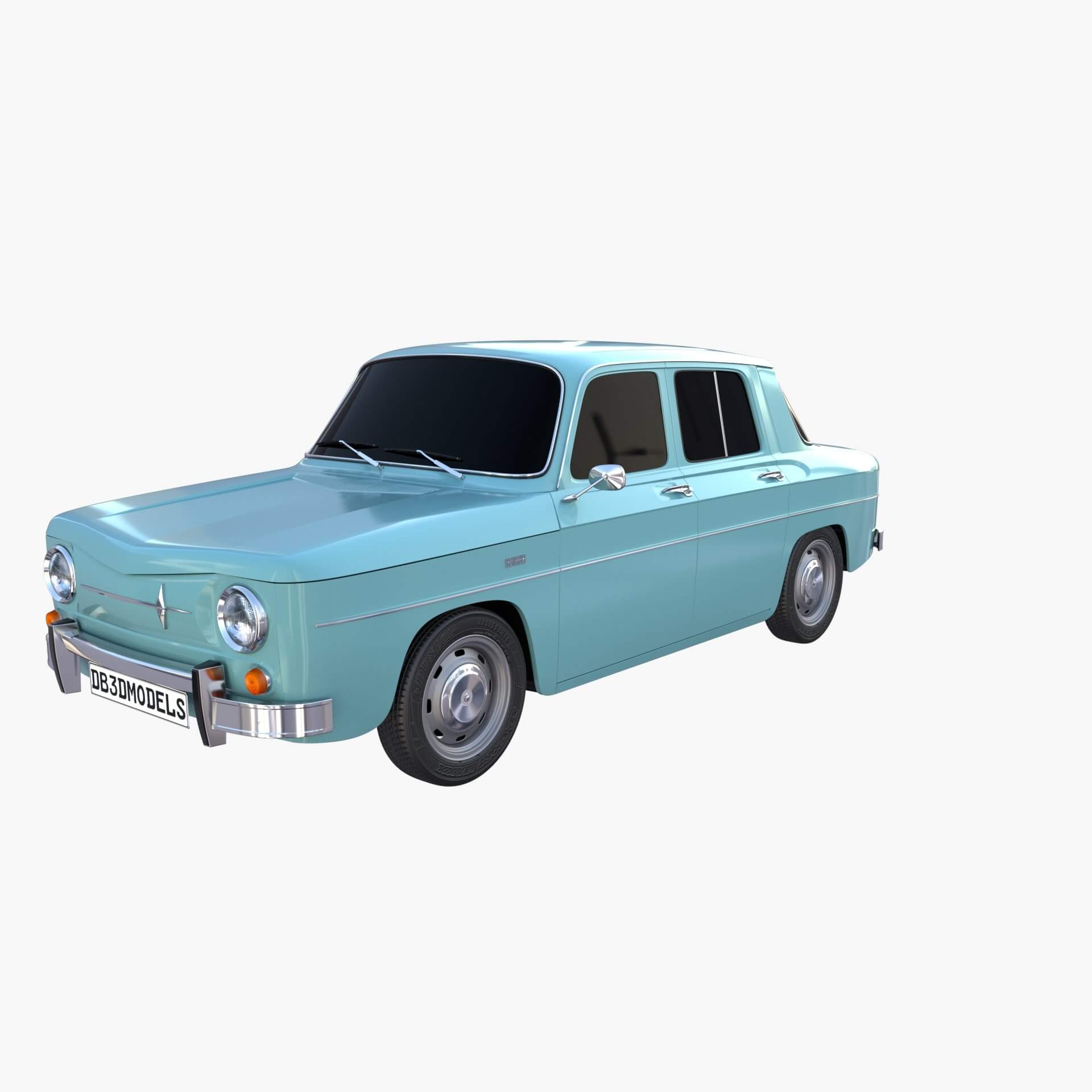 Renault 8 Light Blue - 3D Model by dragosburian