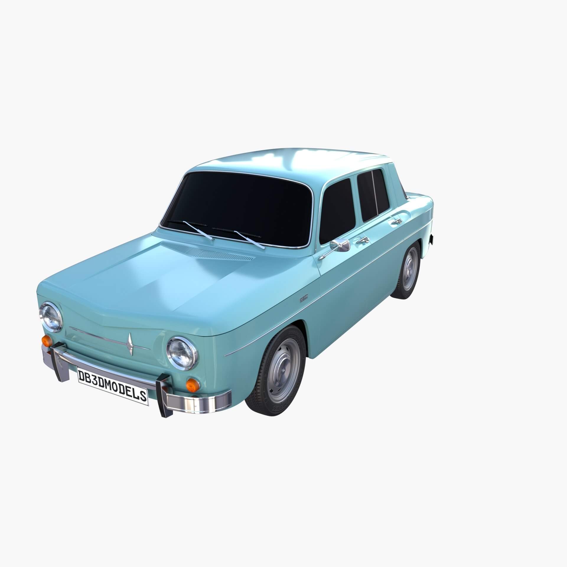 Renault 8 Light Blue - 3D Model by dragosburian