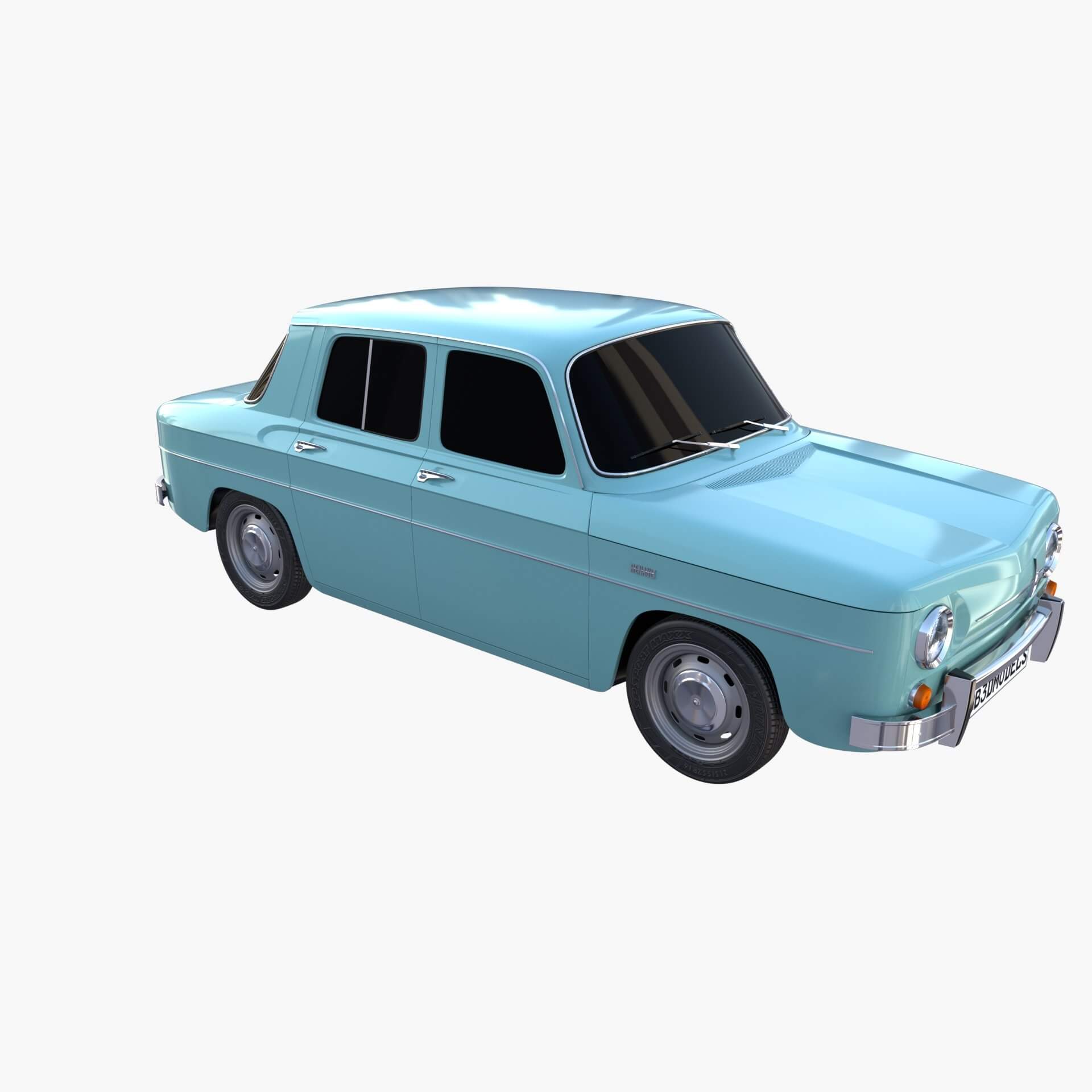 Renault 8 Light Blue - 3D Model by dragosburian