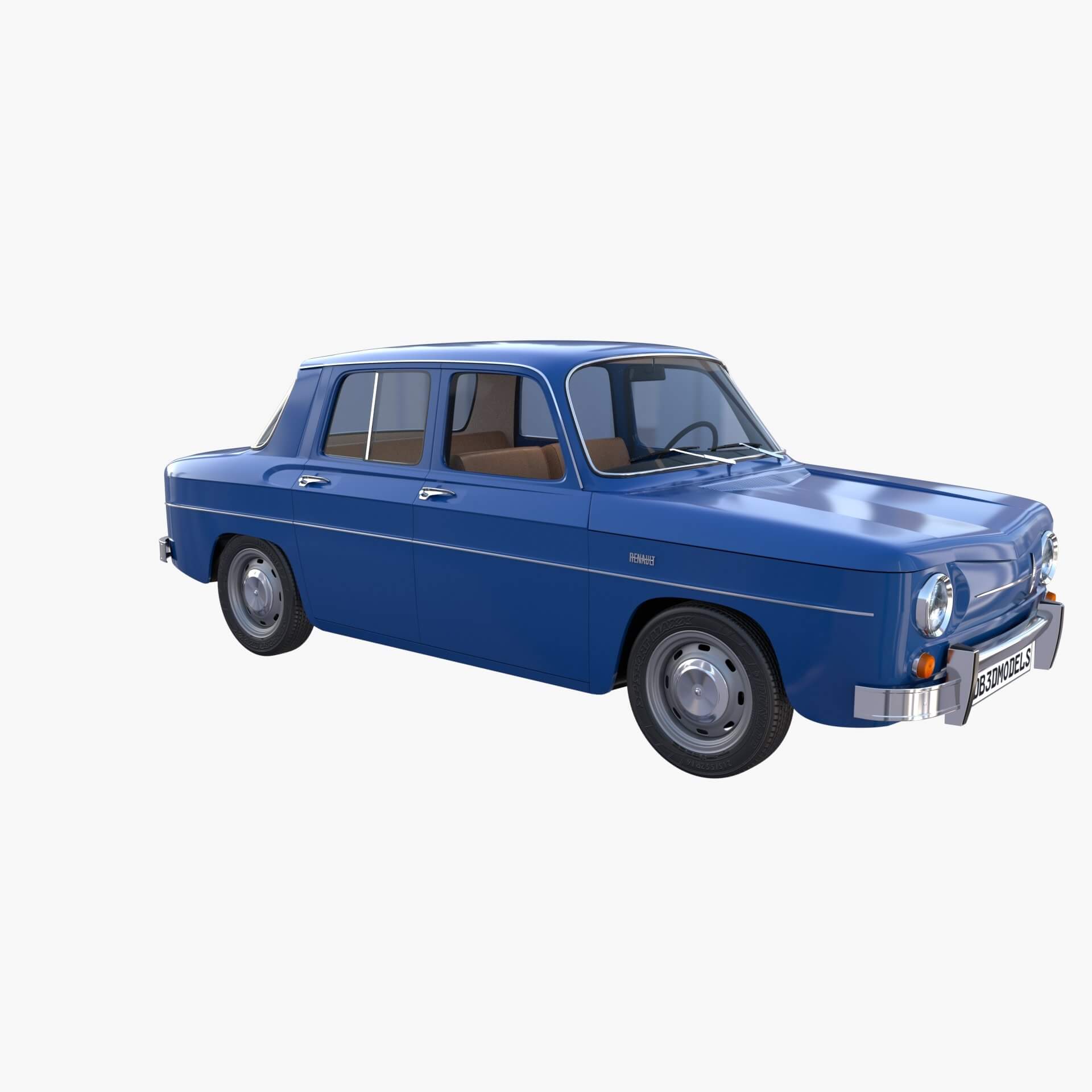Renault 8 with Interior Blue - 3D Model by dragosburian