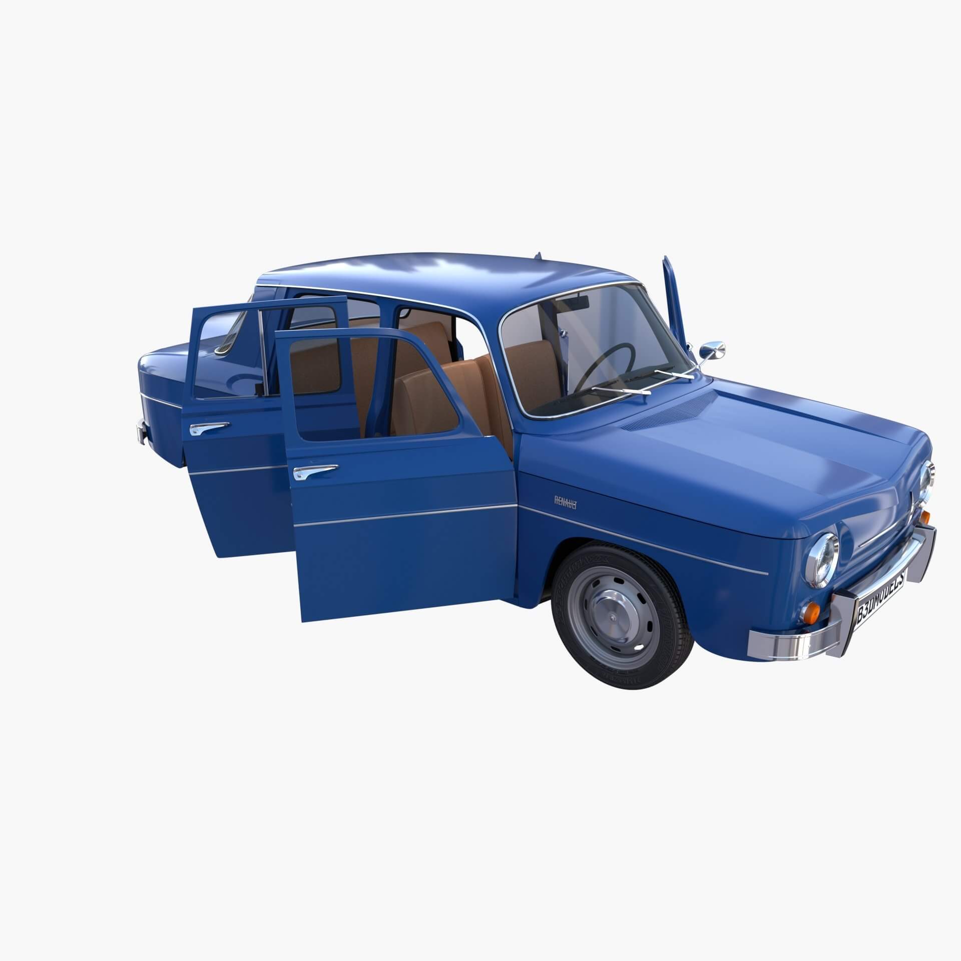 Renault 8 with Interior Blue - 3D Model by dragosburian