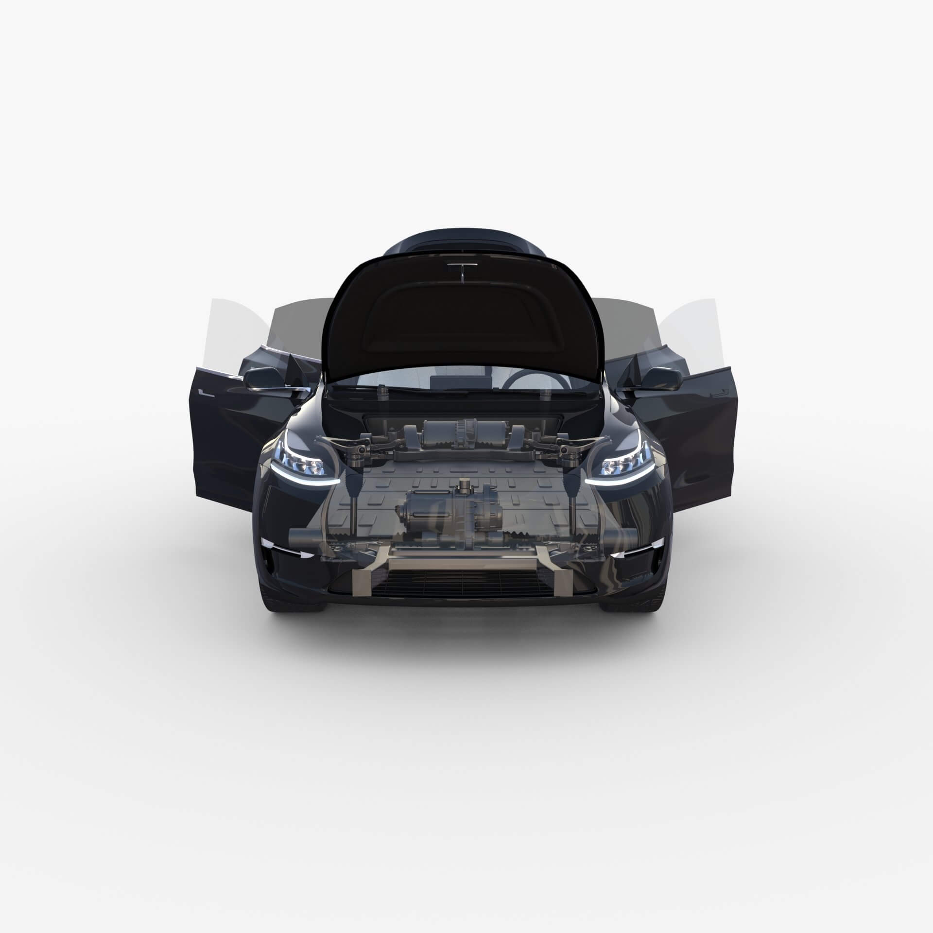 Tesla Model Y AWD Black with Interior and Chassis by dragosburian