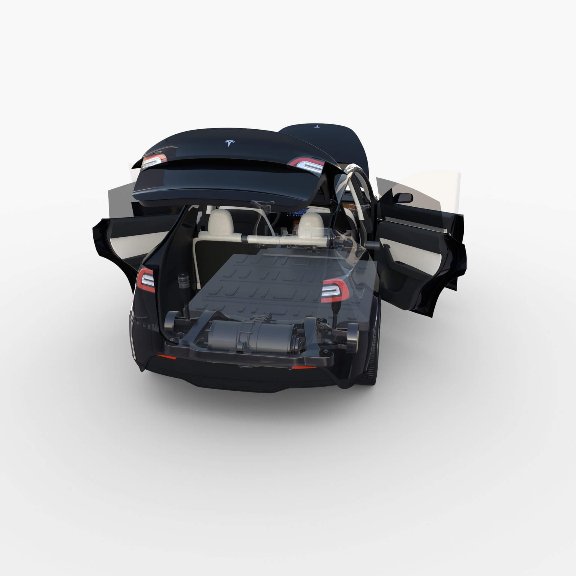 Tesla Model Y AWD Black with Interior and Chassis by dragosburian