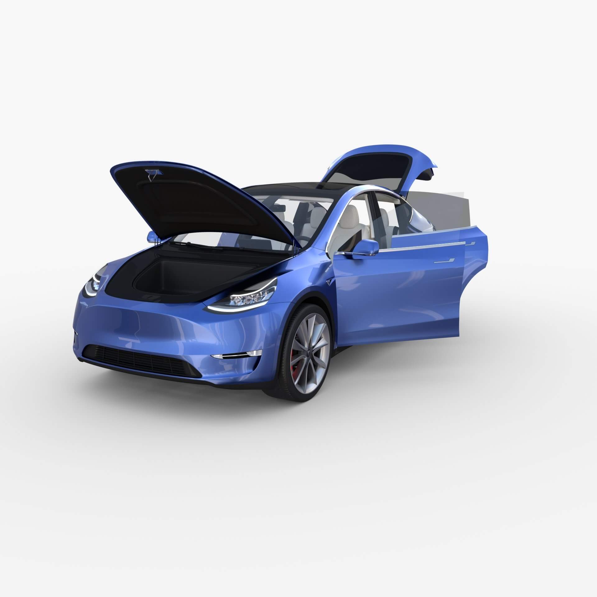 Tesla Model Y AWD Blue with Interior and Chassis by dragosburian