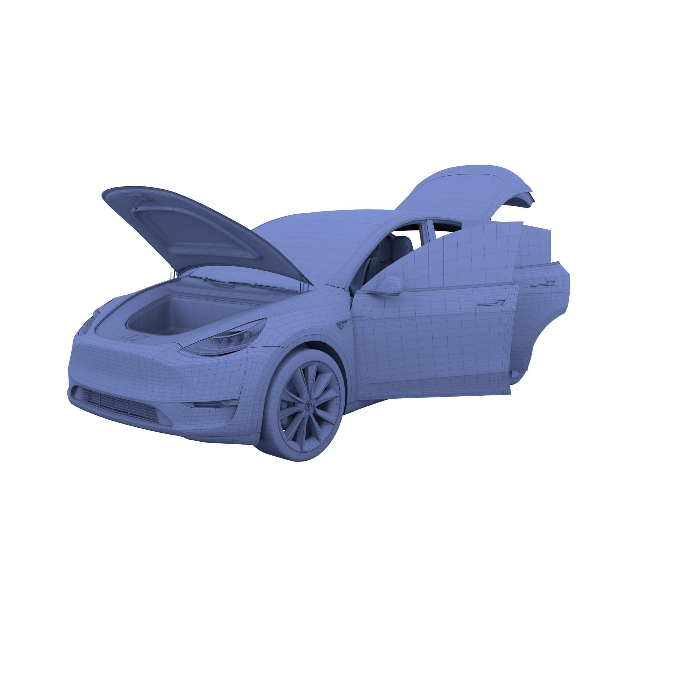Tesla Model Y AWD Blue with Interior and Chassis by dragosburian