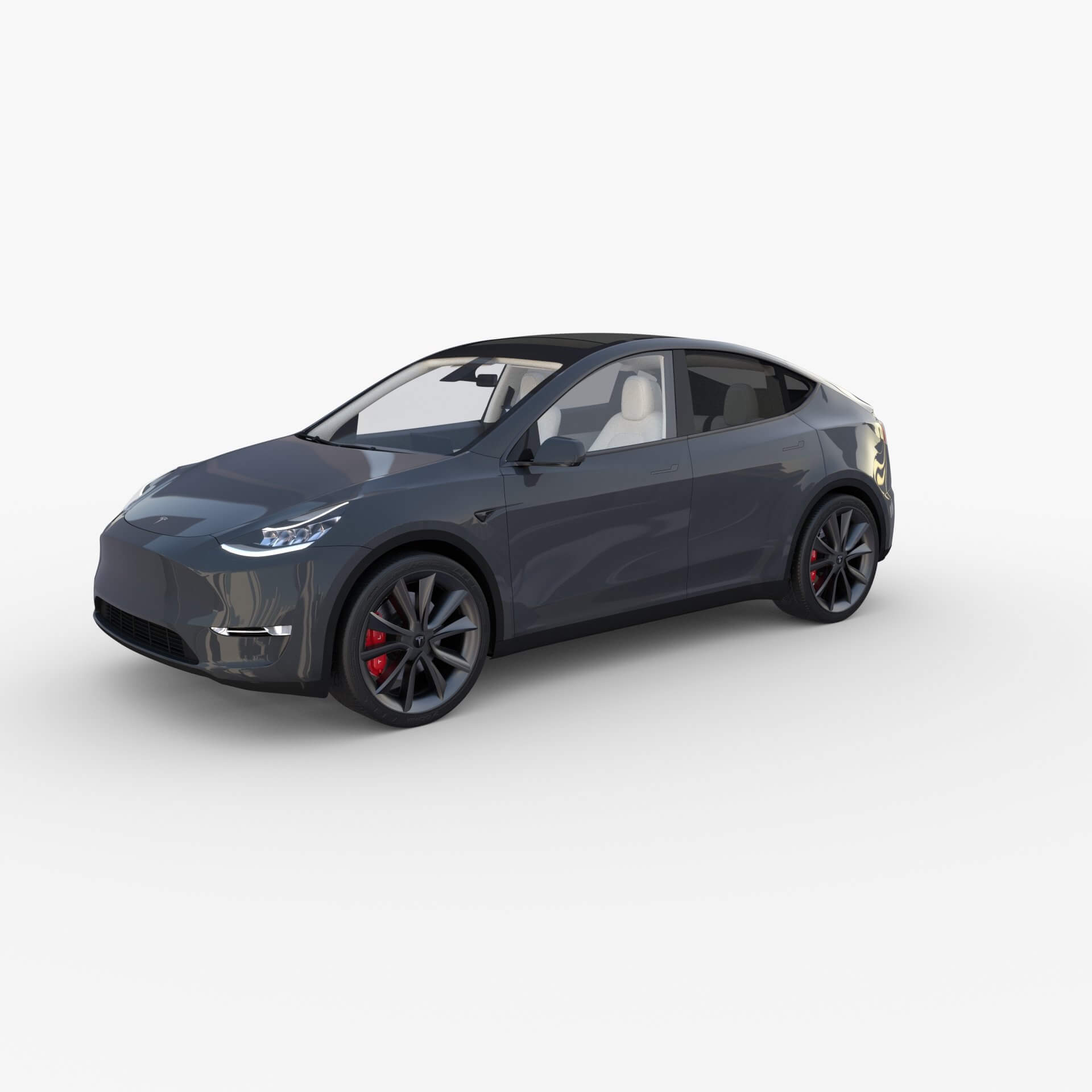Tesla Model Y AWD Midnight Silver with Interior and Chassis by dragosburian